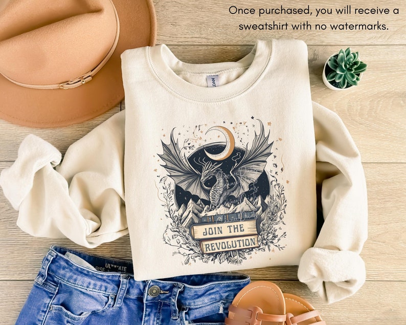 Join the Revolution Book Dragon Sweatshirt, Unisex Sweatshirt Bookish ...