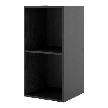 Furinno Wooden Office 2-Cube Storage Organizer, Dark Oak, Open Back ...