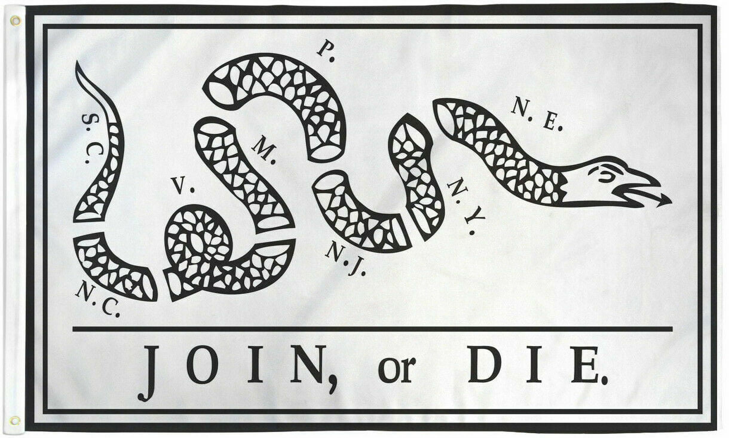 Fusion Tech Join or Die 3' x 5' Polyester Nylon Outdoor Flag, UV ...