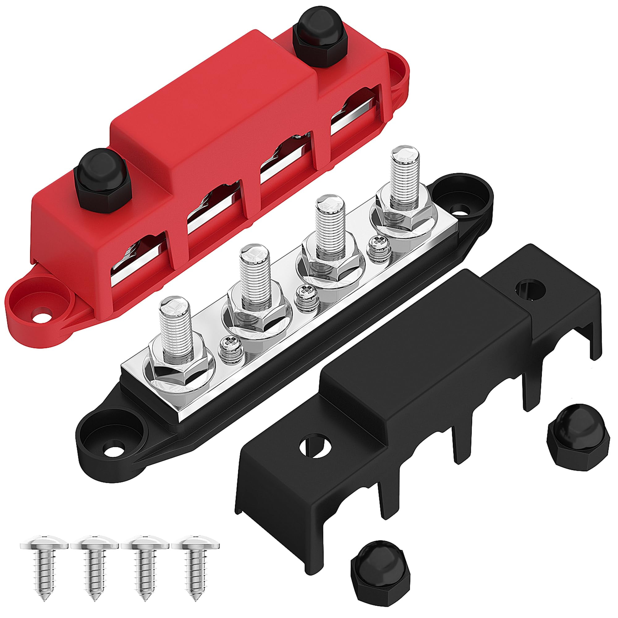 Joinfworld Bus Bar 12V 250A Power Distribution Block 4 x 3/8" Studs 12 ...