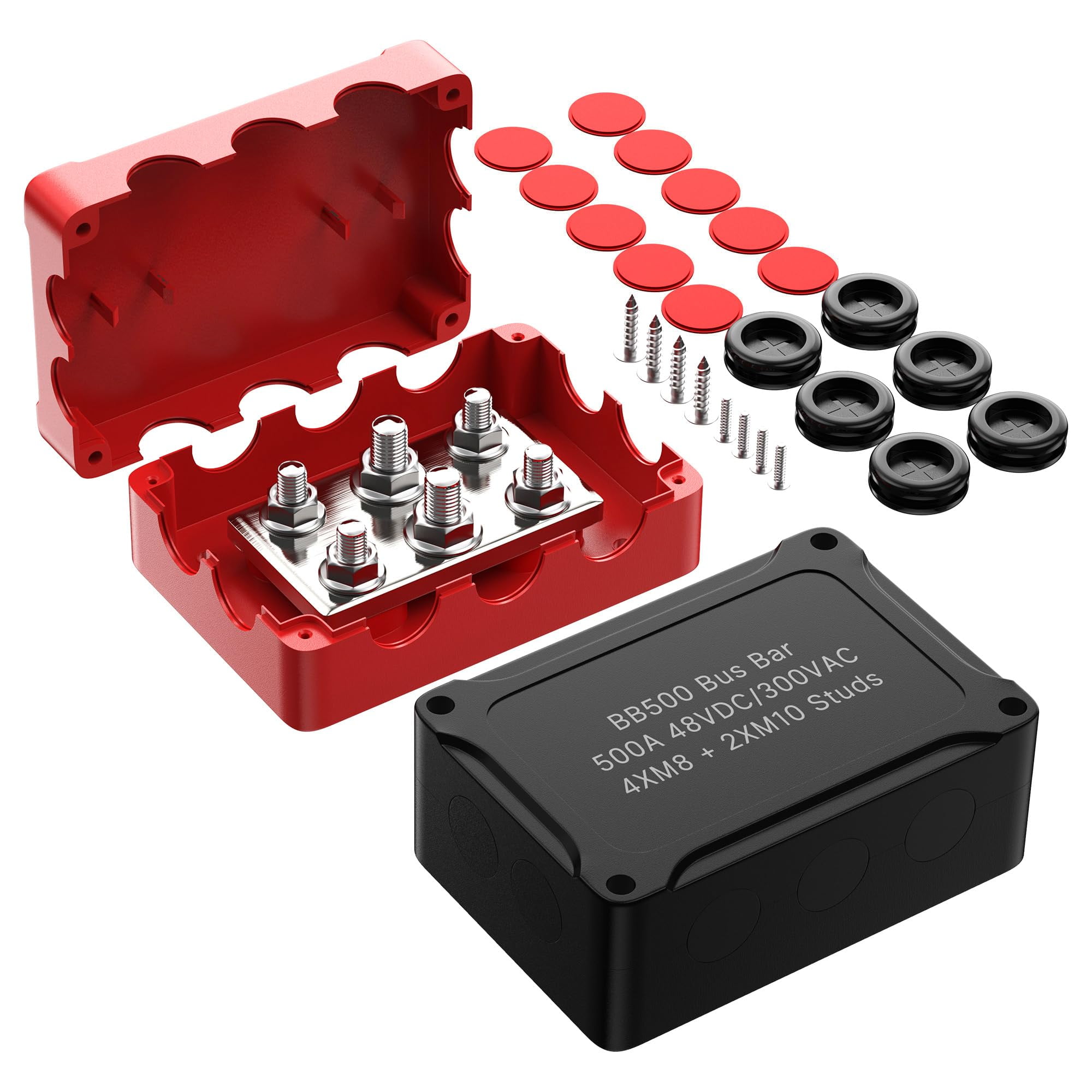 Joinfworld Heavy Duty 500A Bus Bar Waterproof Power Block with 4*5/16 ...