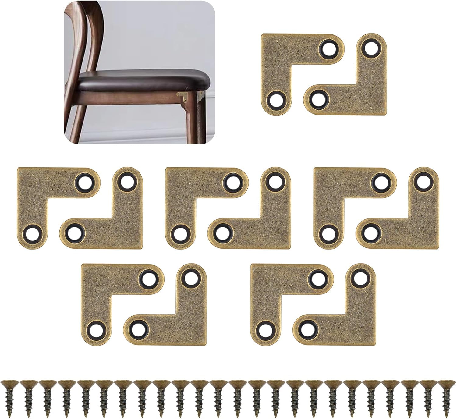 Joint Flat Corner Braces, 12Pcs L-Shaped Brass Corner Brace Brackets ...