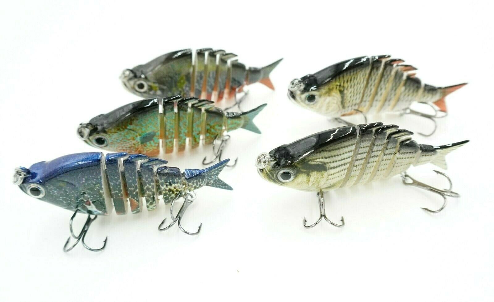 Jointed Fishing Lure Set Swim bait Multi Jointed Slow Crank 5PACK ...