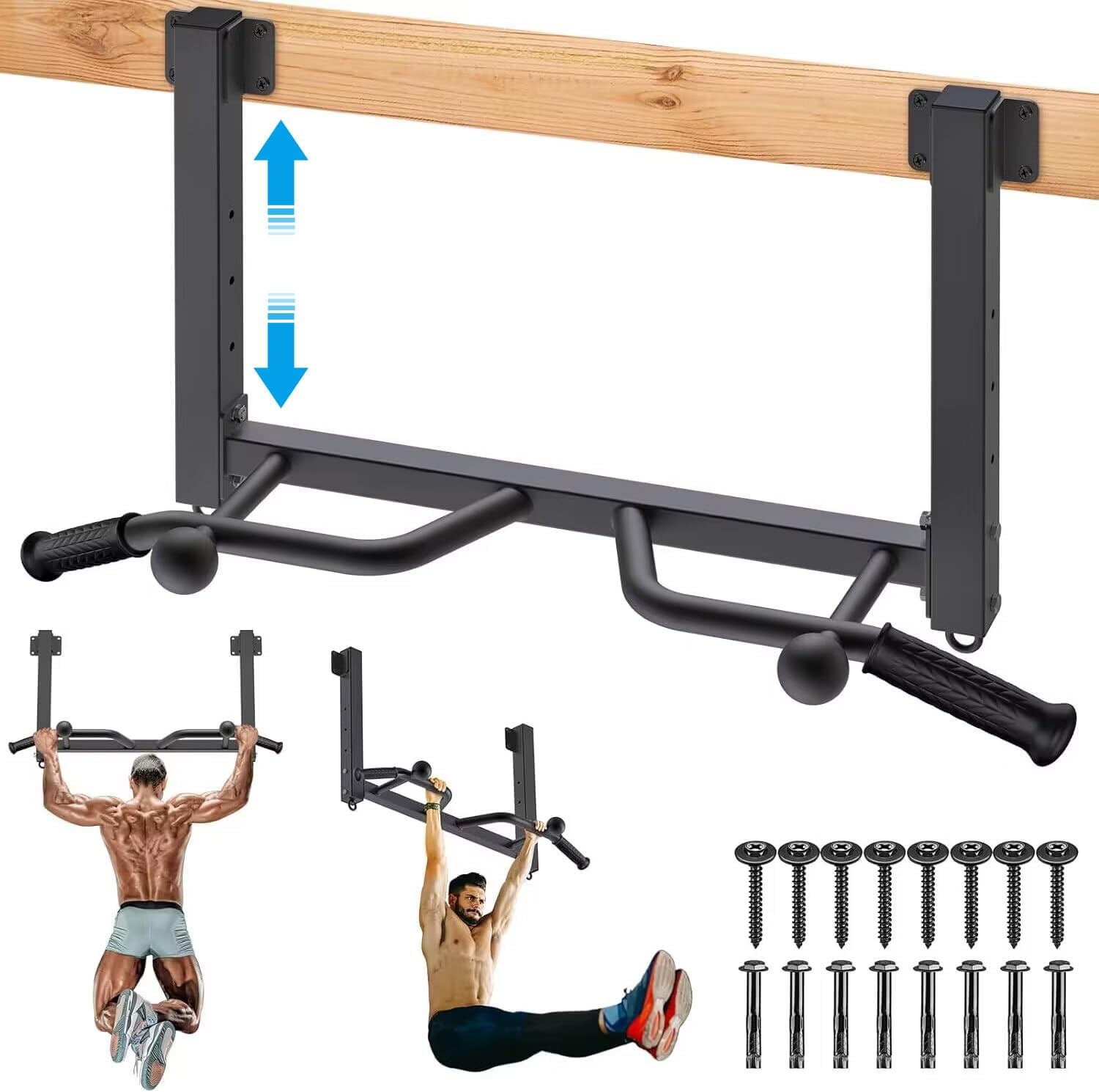 Joist Mounted Pull Up Bar - Heavy Duty Chin Up Bar - 4 Height Levels ...