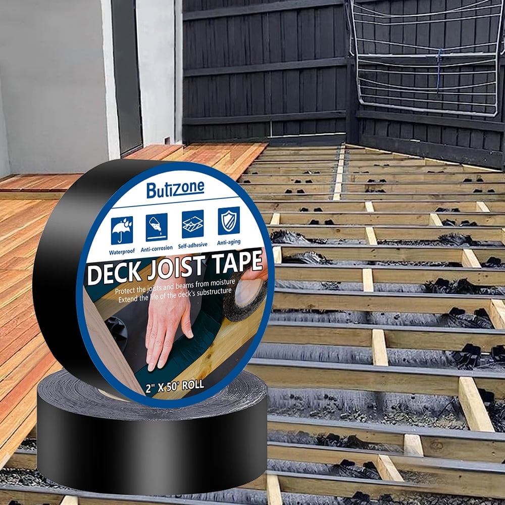 Joist Tape for Decking, 2" x 50' Butyl Joist Tape, Black Waterproof ...
