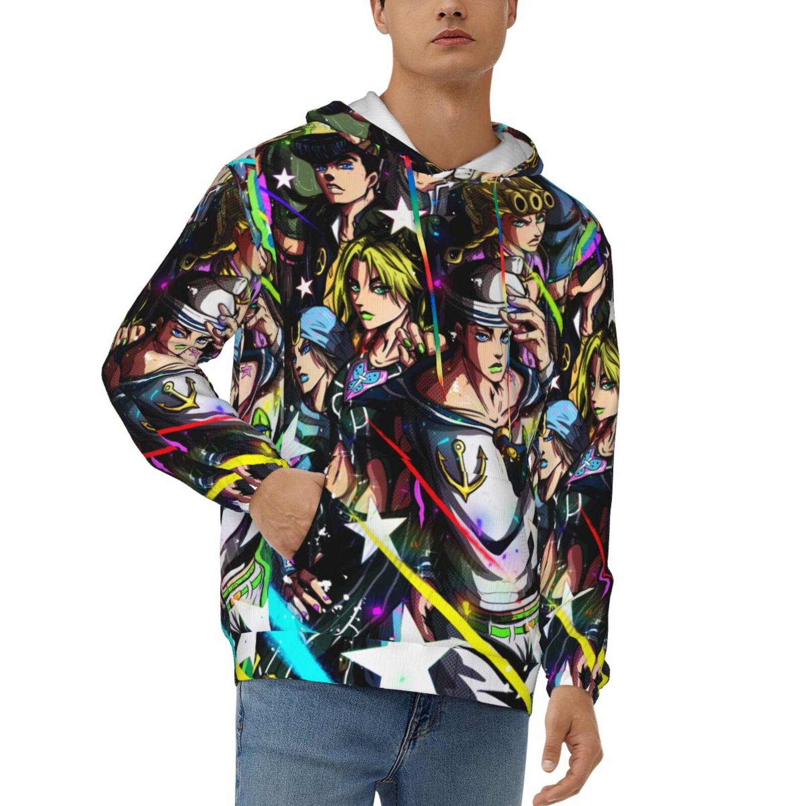 Jojo'S Bizarre Adventure Men's Hoodie Graphic Printed Long Sleeve Drawstring Hooded Sweatshirt ...
