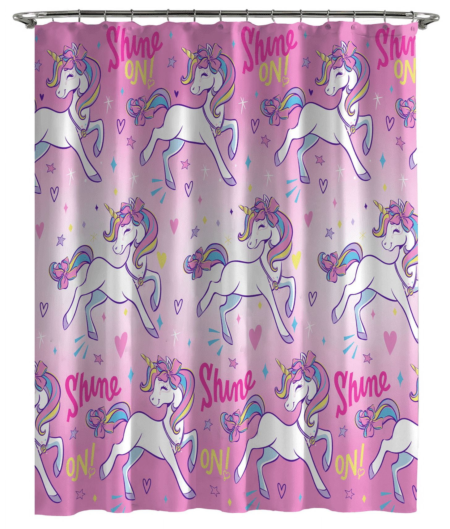 Jojo Siwa 14-Piece Shower Curtain Set with Tufted Rug, Microfiber, Pink ...