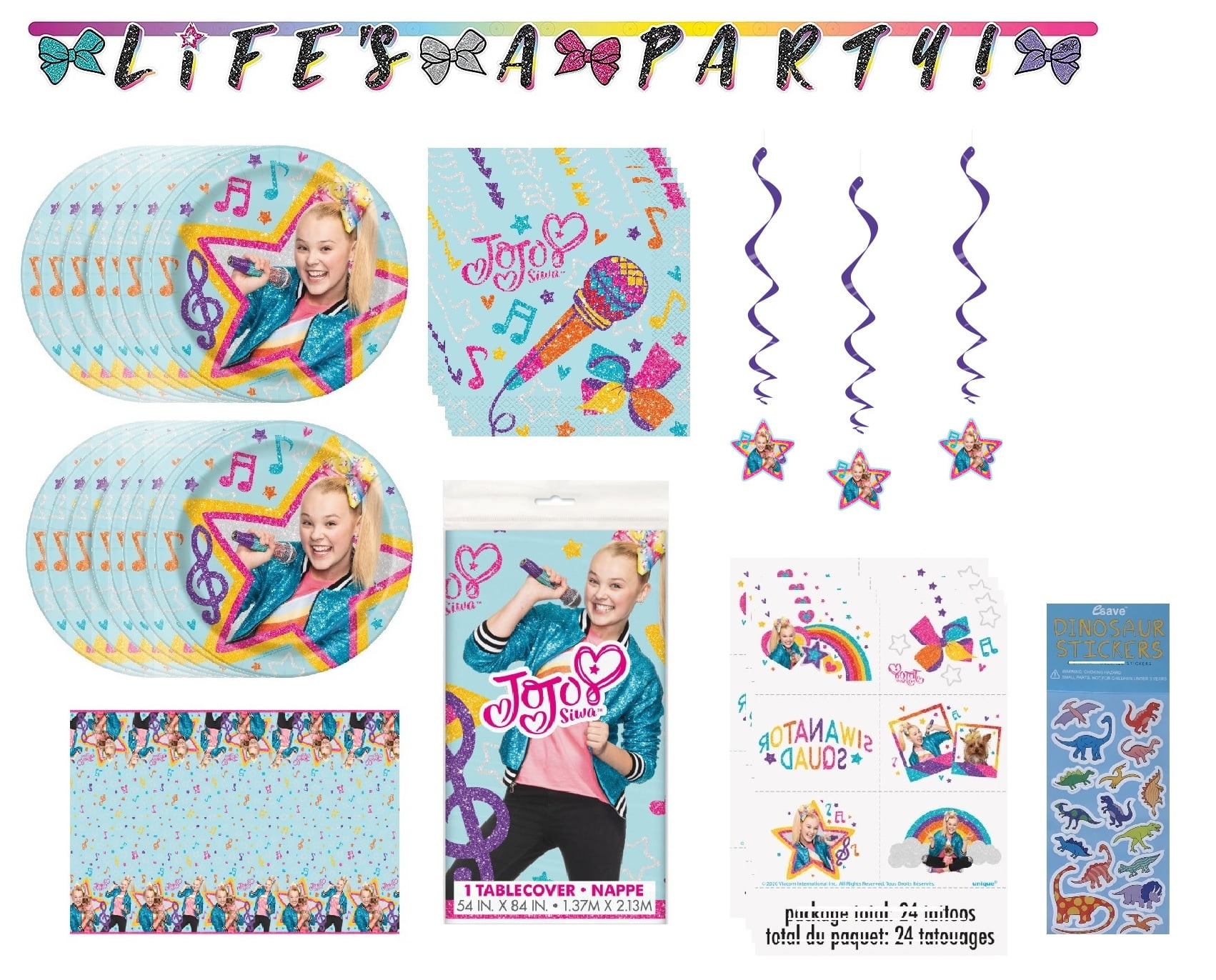 Jojo Siwa Birthday Party Supplies Decoration Bundle includes 16 Plates ...