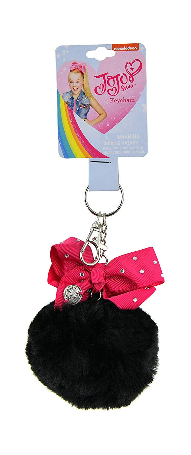 Jojo Siwa Furball W/ Bow, Black Pom Pom Ball Keychain - Walmart.com