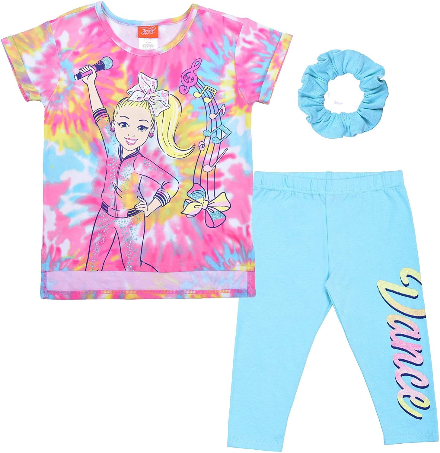 Jojo Siwa Girls 2 Piece Short Sleeve and Legging Set with Scrunchie, 4 ...