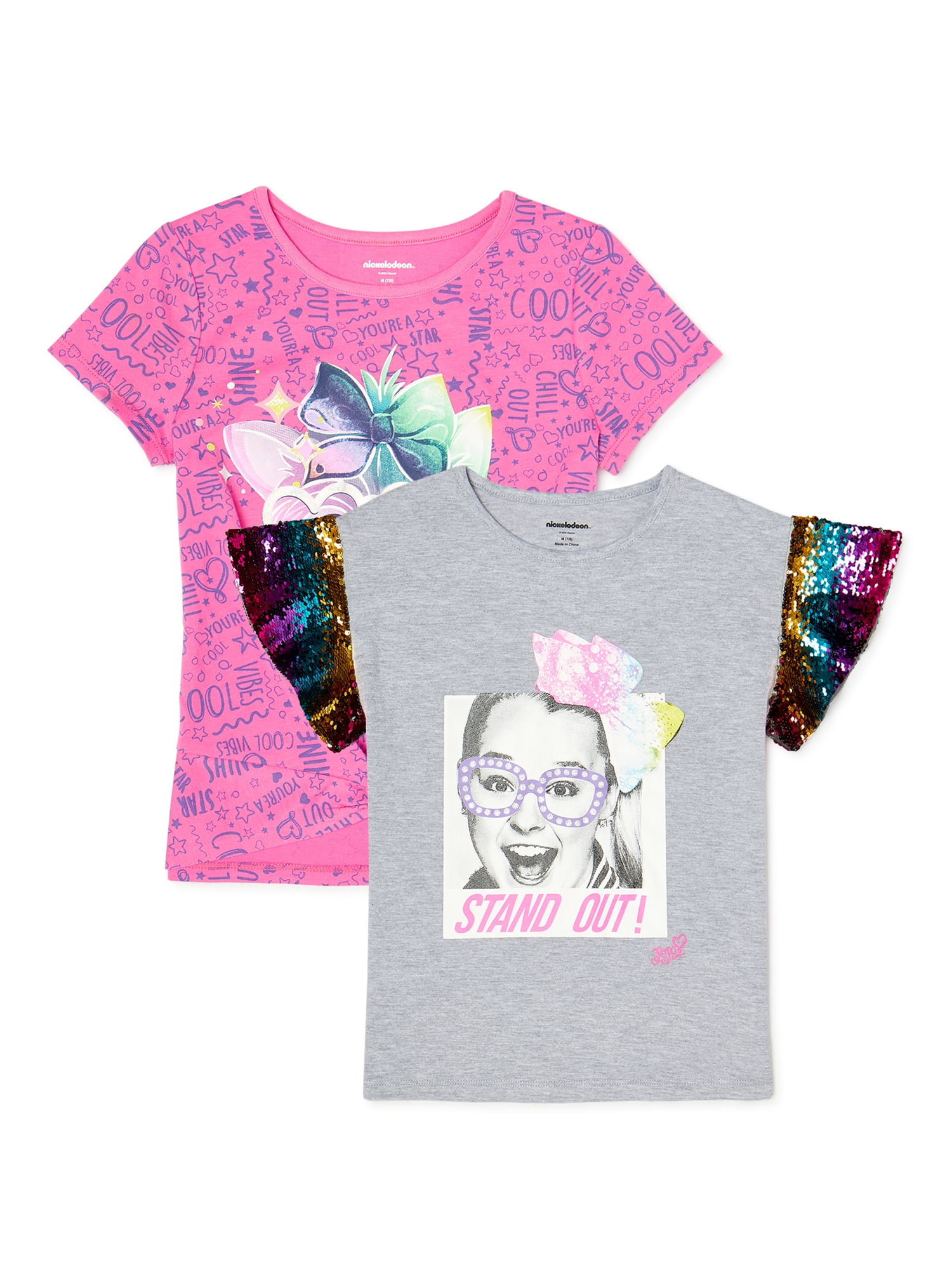 Jojo Siwa Girls 4-16 Sequin & Foil Graphic Tops, 2-Pack - Walmart.com