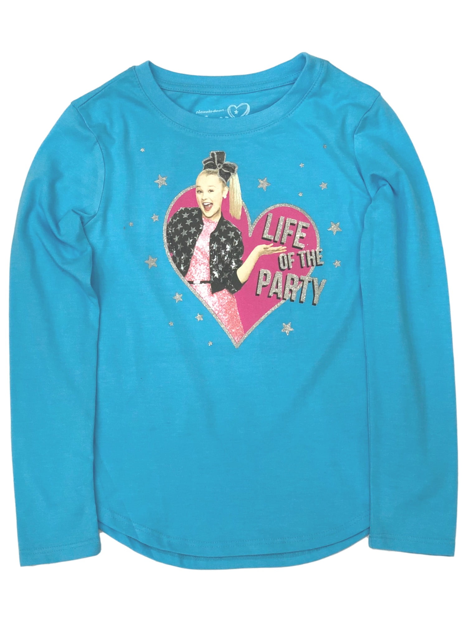 Jojo Siwa Girls Blue Sparkle Long Sleeve Life of the Party Tee Shirt ...