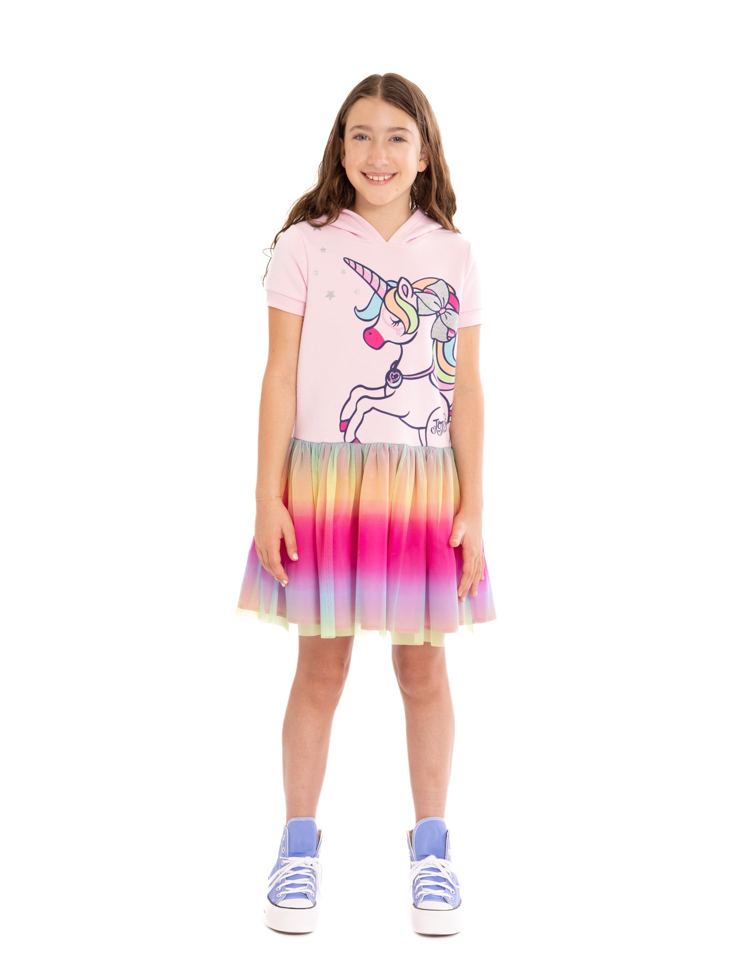Jojo Siwa Girls Cosplay Dress - Rainbow Skirt - Sizes 4-12 - Walmart.com