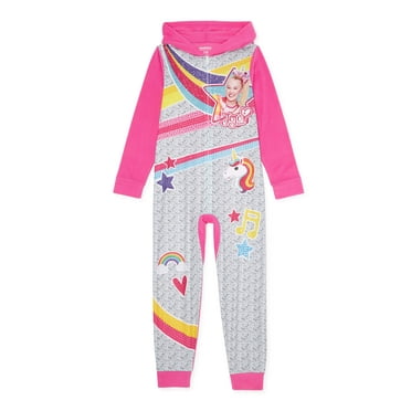 JoJo Siwa Girls One-Piece Footless Union Suit Pajamas, Sizes 4-12 ...