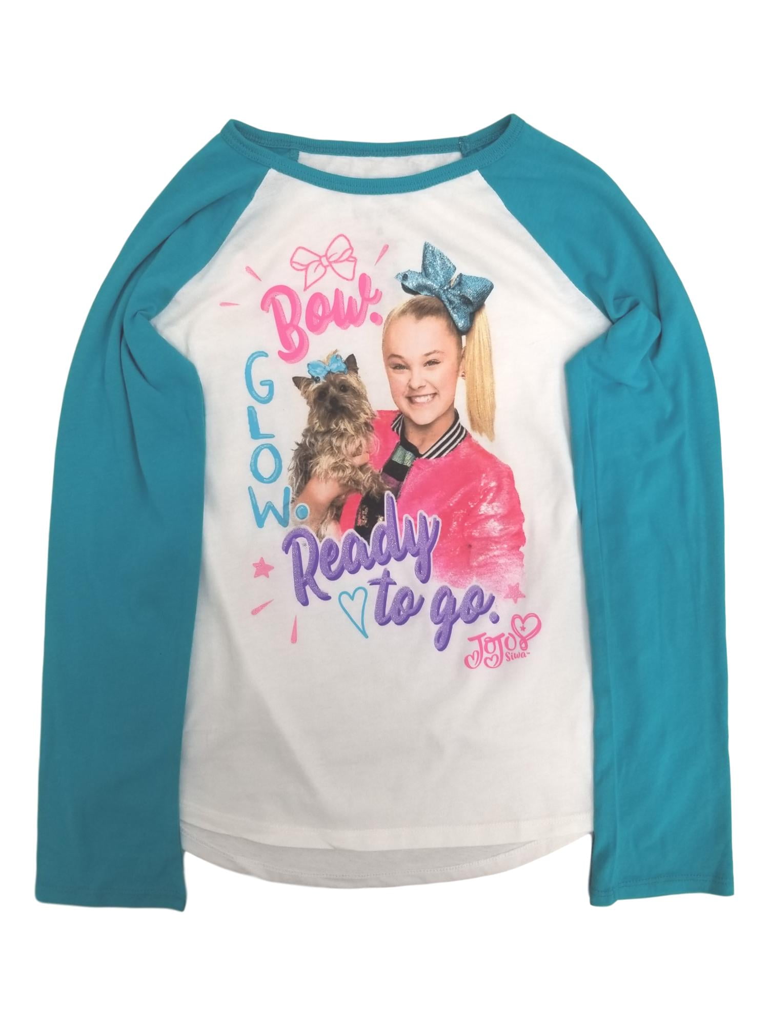 Jojo Siwa Girls Long Sleeve Bow Glow Ready To Go T-Shirt Baseball Tee ...