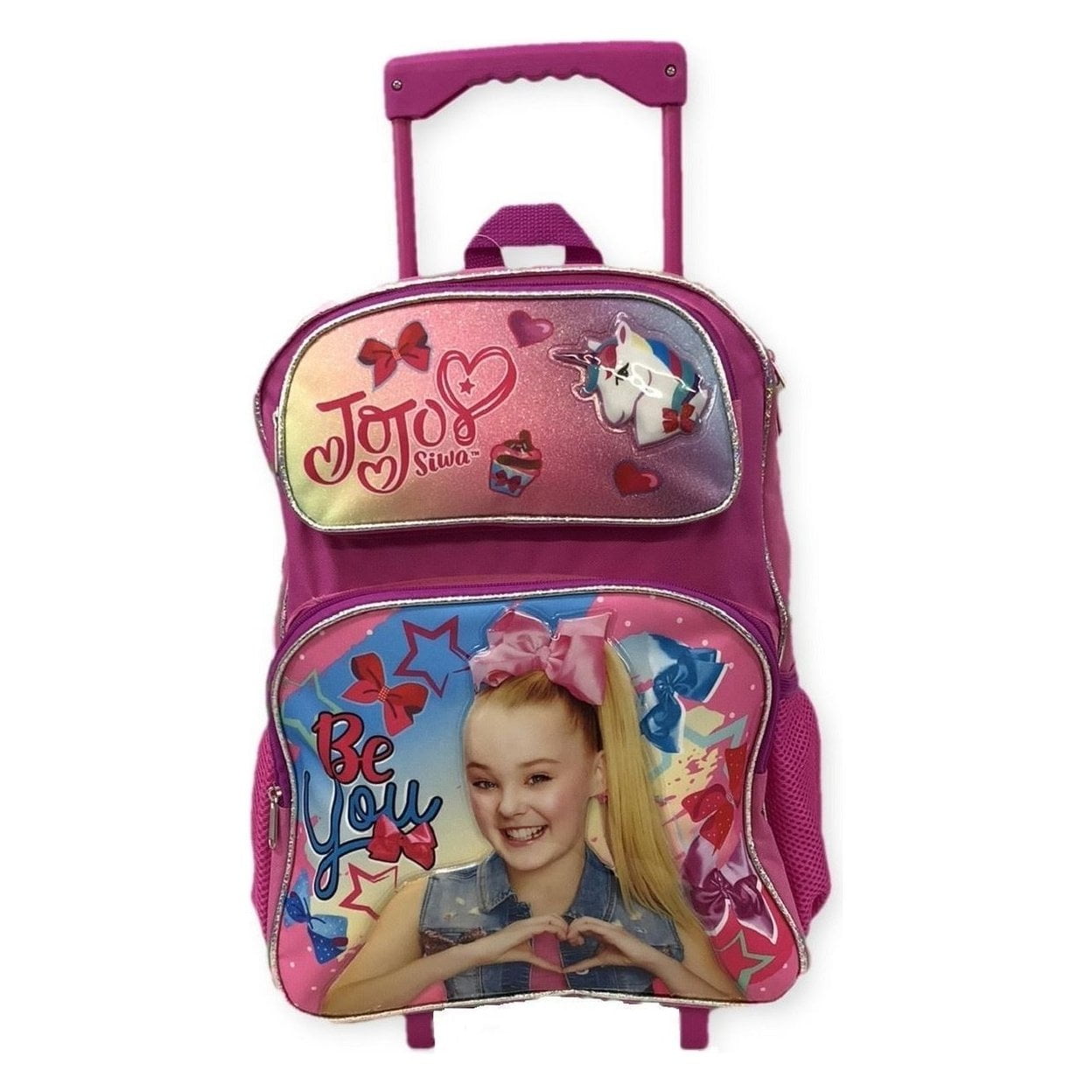 Jojo Siwa Rolling Backpack Large 16 Inch Cloth Adjustable Wheels Pink ...
