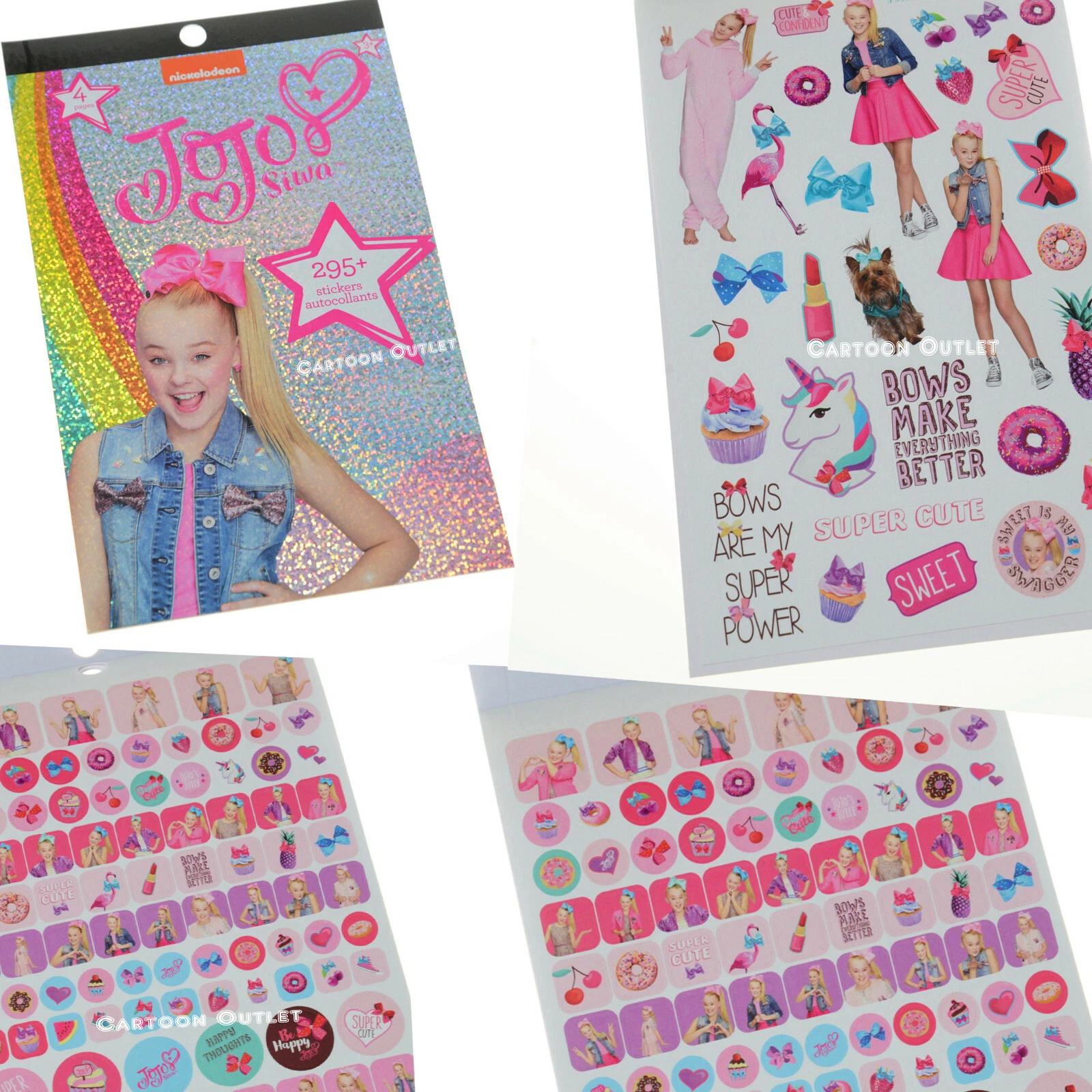 Jojo Siwa Stickers 4 Sheet Book 295+ Mini Stickers Birthday Party ...