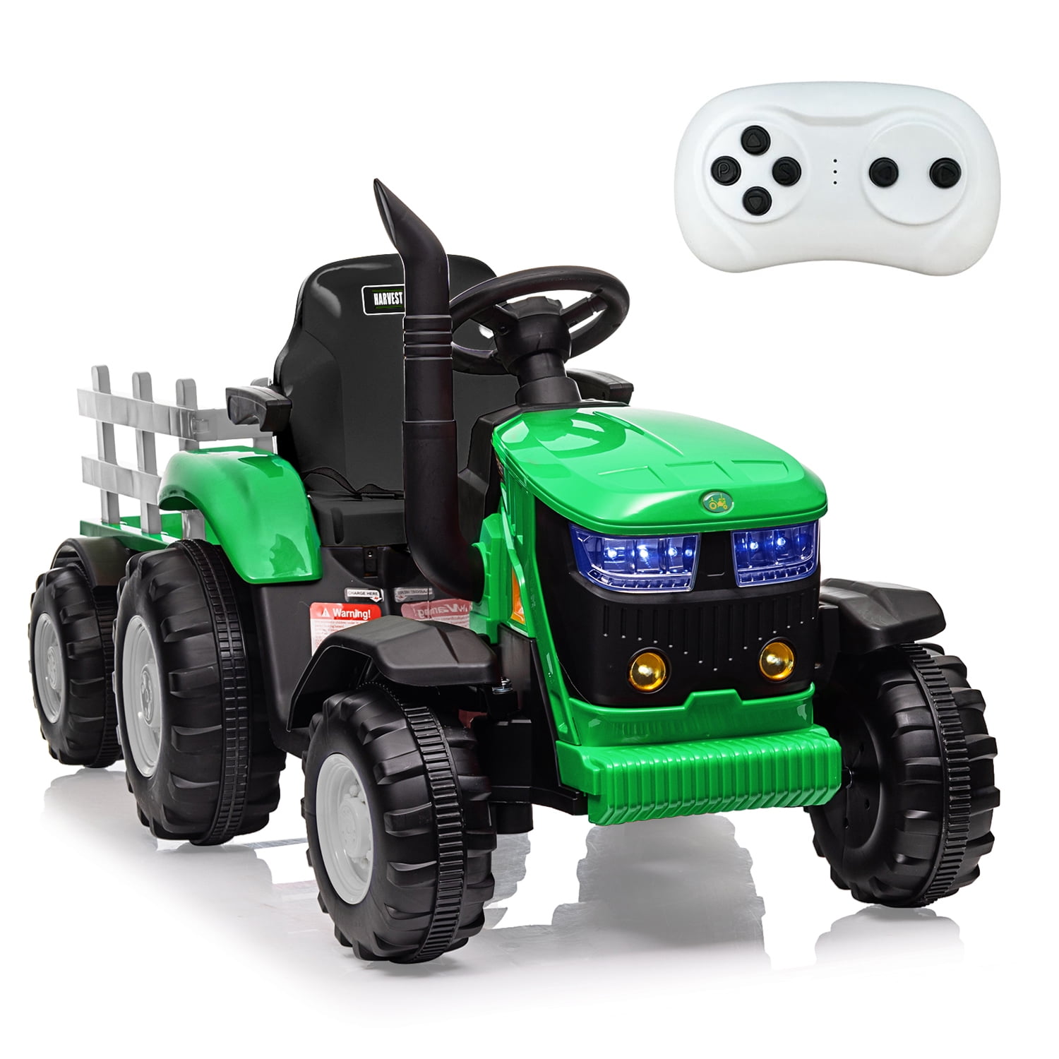 Jojoka 12V Kids Ride on Tractor with Trailer & Remote Control, Battery ...