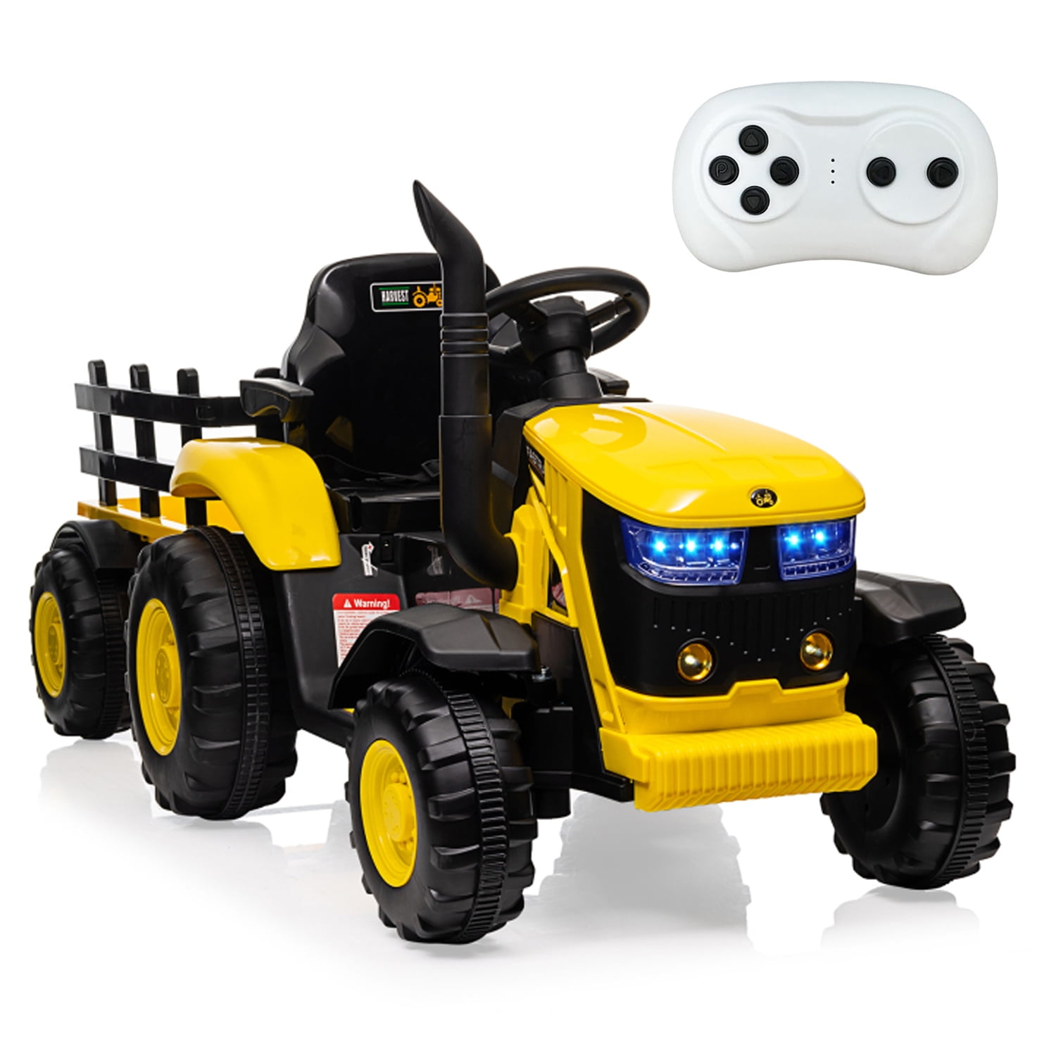 Jojoka 12V Kids Ride on Tractor with Trailer & Remote Control, Battery ...