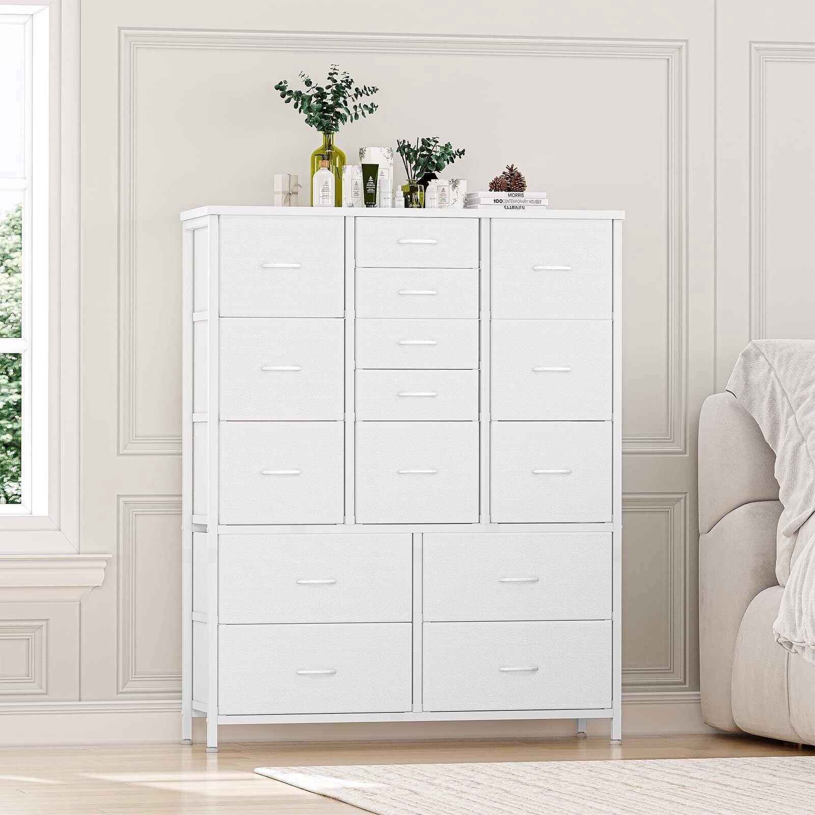 Jojoka 15-Drawers Dresser for Bedroom Chest of Drawers, Metal Frame ...
