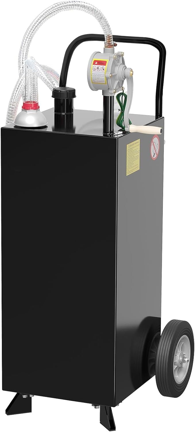Jojoka 30-Gallon Steel Fuel Caddy with Manual Two-Way Rotary Pump, Hose ...