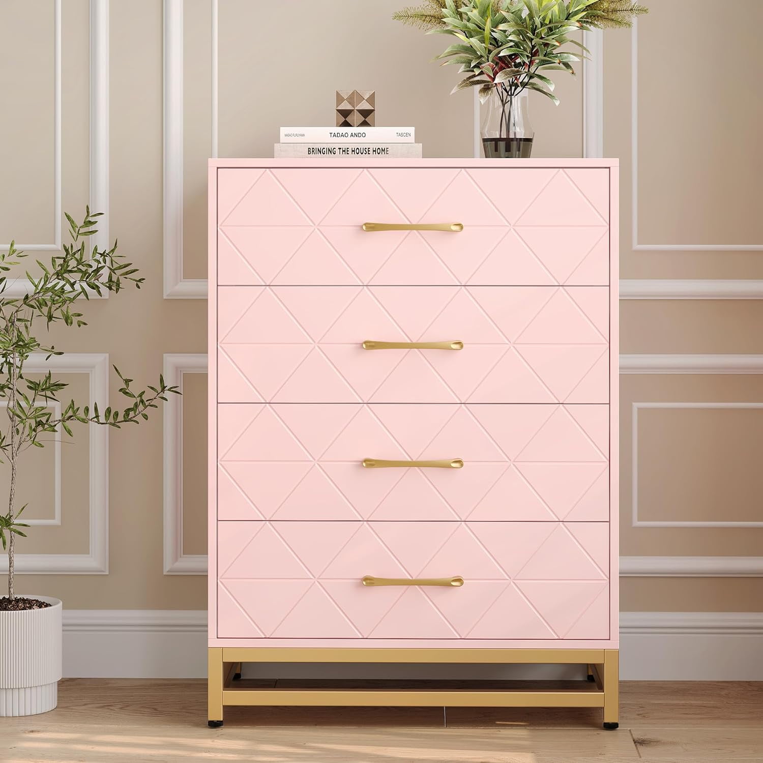 Jojoka 4-Drawers Dresser for Bedroom Chest of Drawers, Wood Nightstand ...