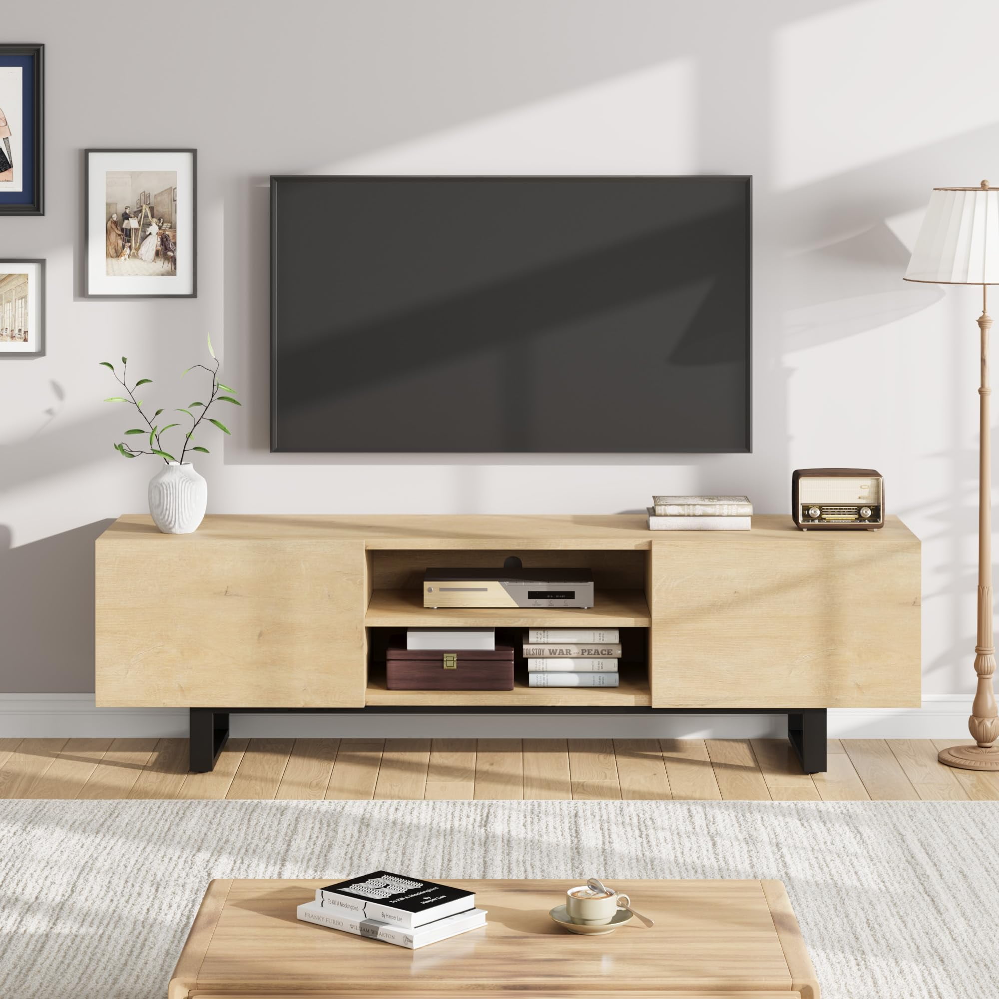 Jojoka Industrial Modern TV Stand & Storage Cabinet – 75" Large Screen ...