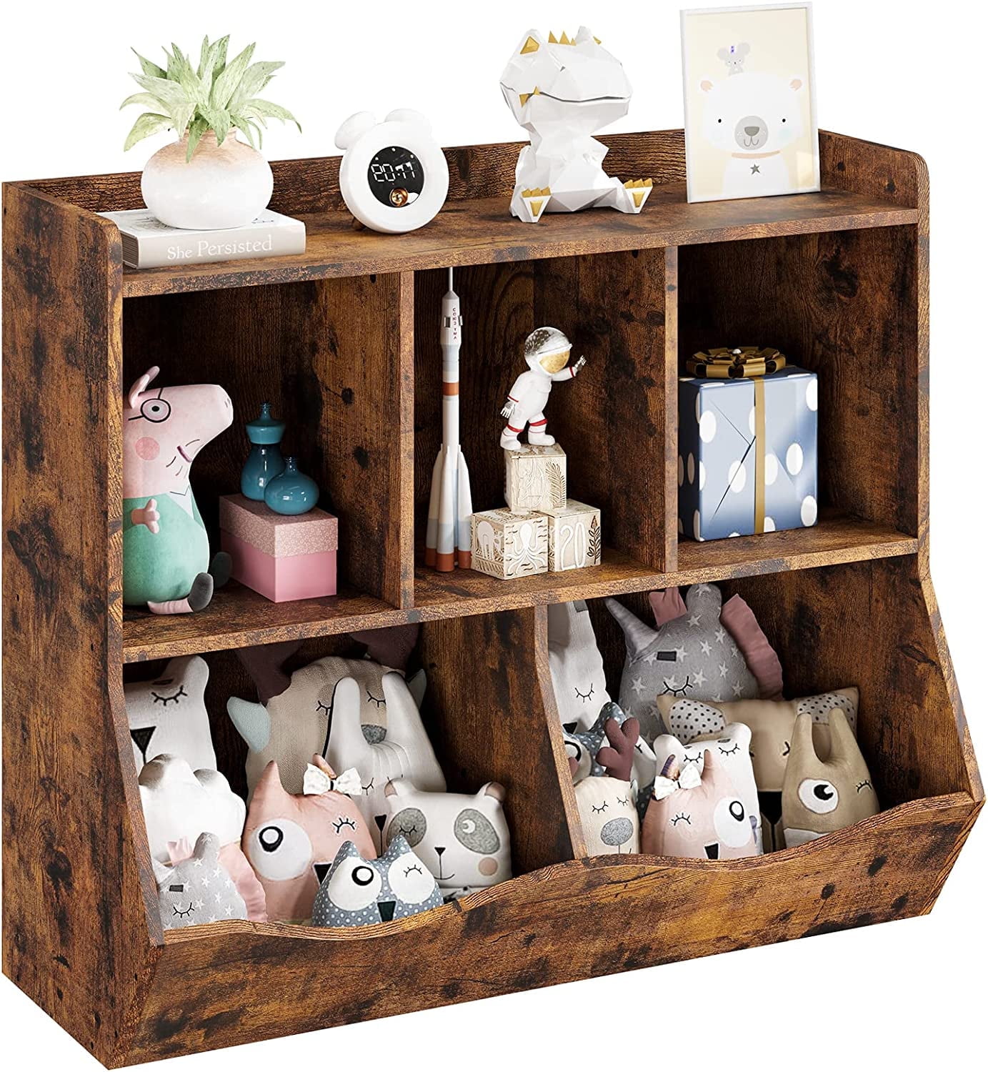 Jojoka Kids Bookshelf and Toy Storage Organizer, Children's Cubby ...