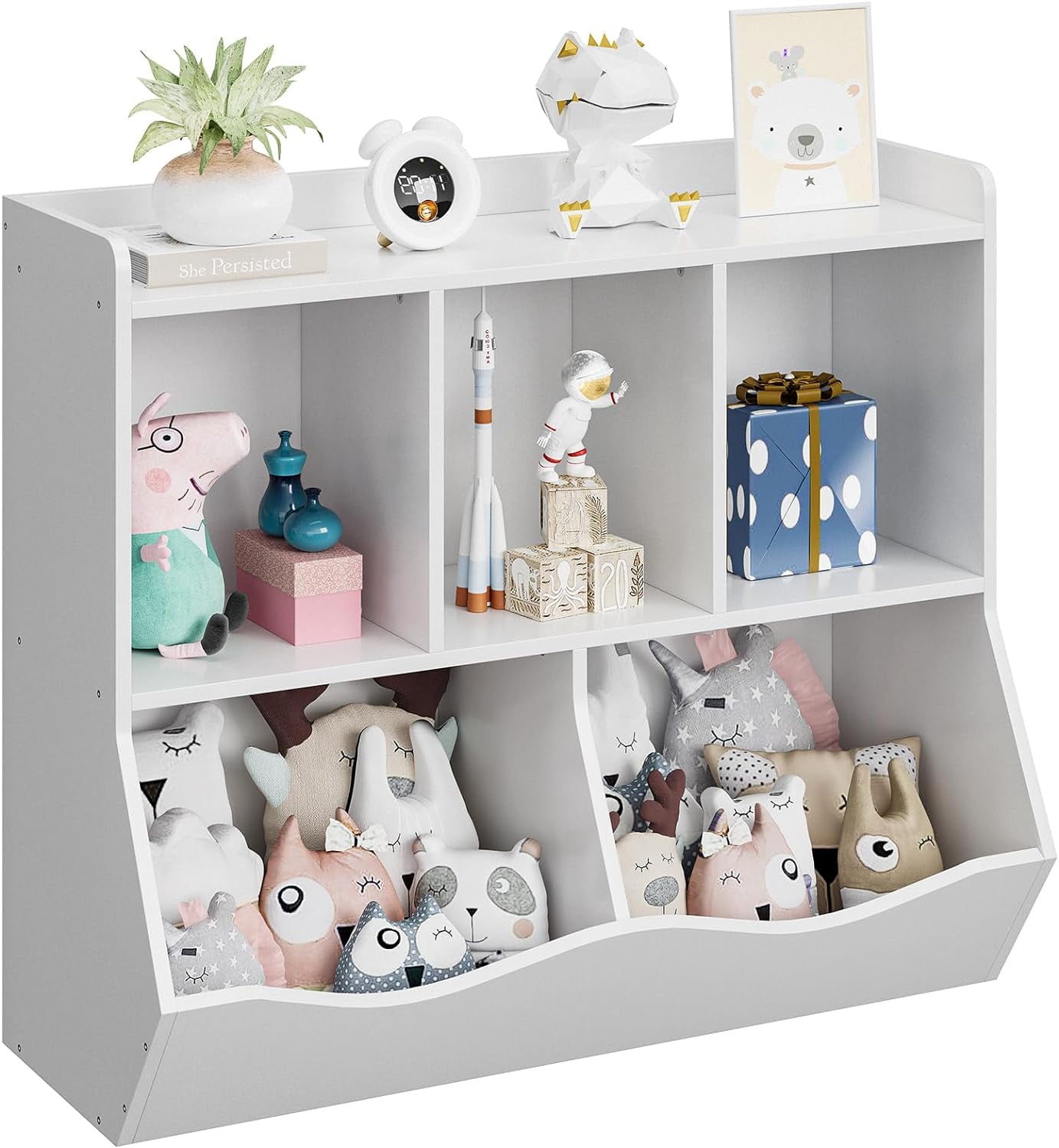 Jojoka Kids Bookshelf and Toy Storage Organizer, Children's Cubby ...