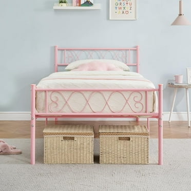 Yoneston 12” Twin Heavy Duty Metal Platform Bed Frame with Love-Heart ...