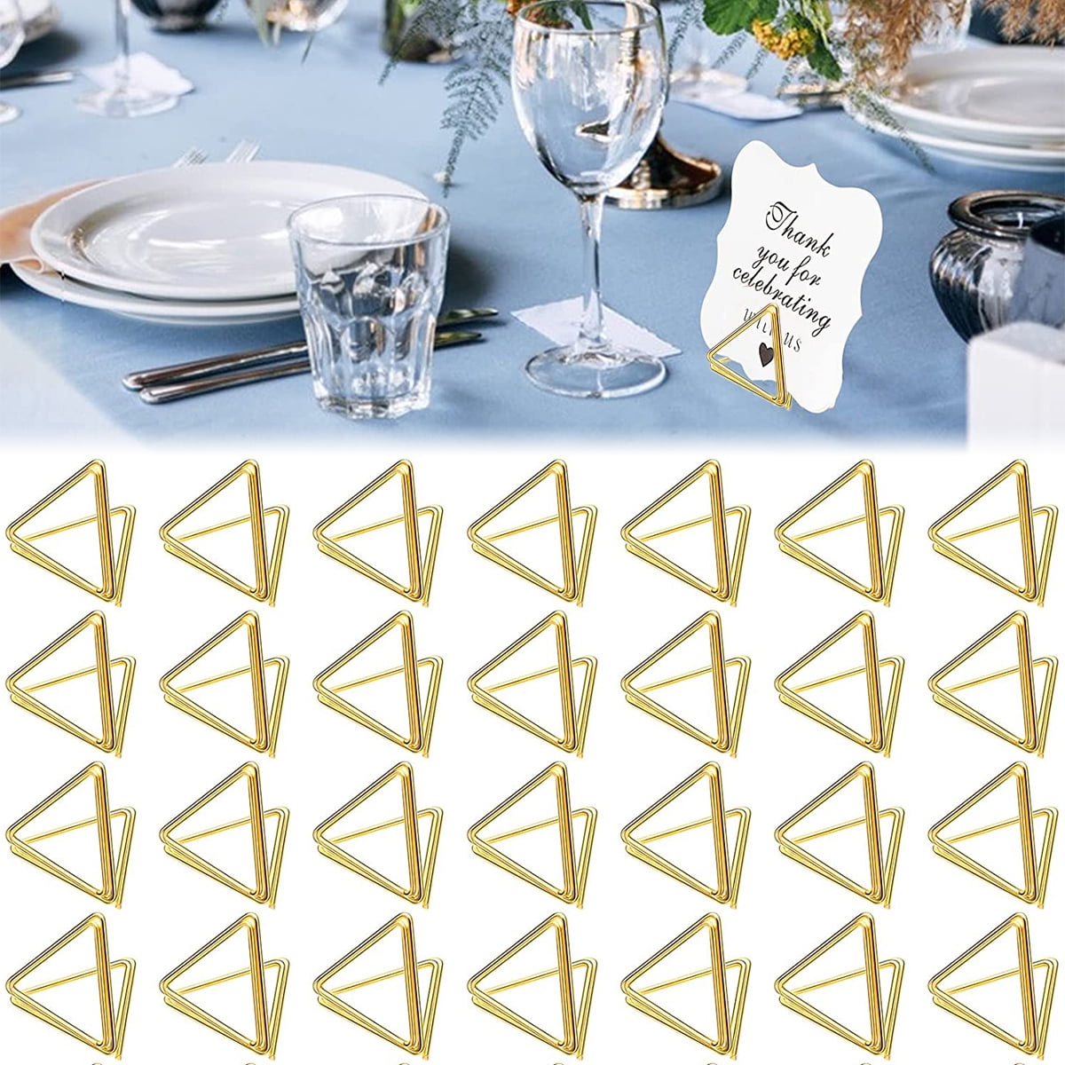 Jokapy 100Pcs Wedding Table Card Holder Triangle Shape Card Stand Clip ...