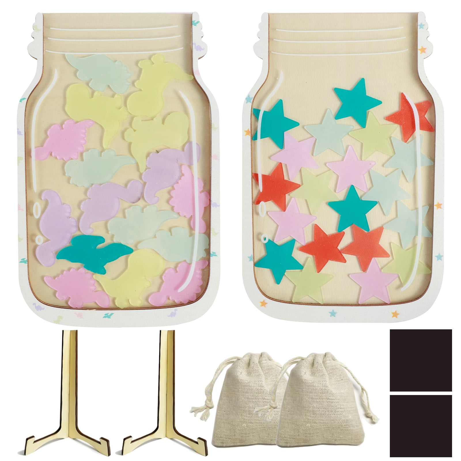 Jokapy 2 Pcs Reward Jars for Kids Wood Personalized Dinosaurs and Stars ...
