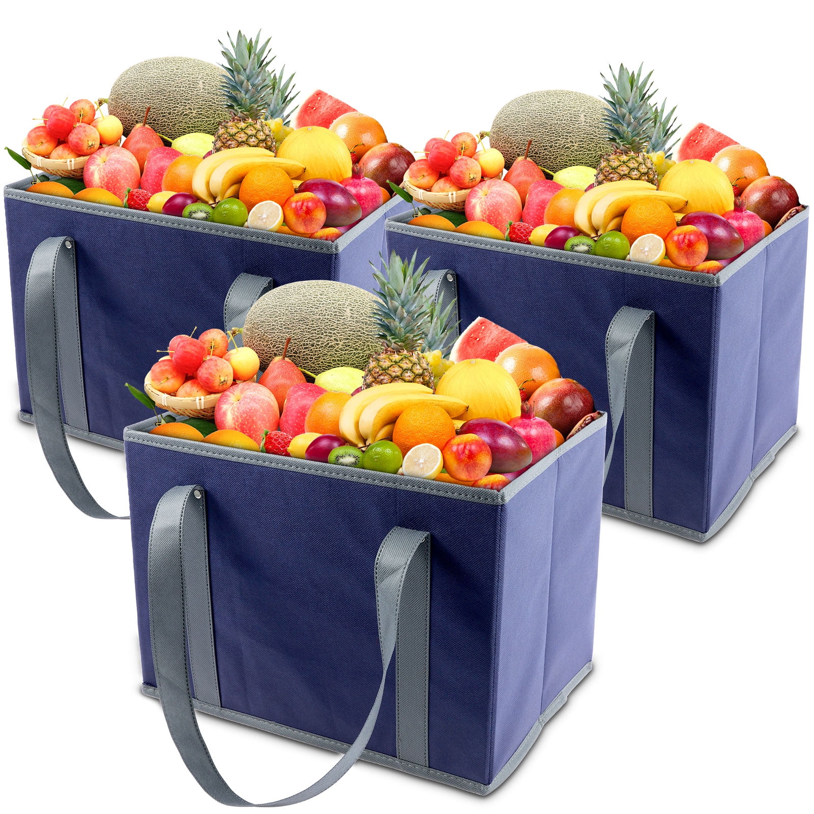 Jokapy 3 Pcs Grocery Bags Reusable Grocery Tote Collapsible Large ...