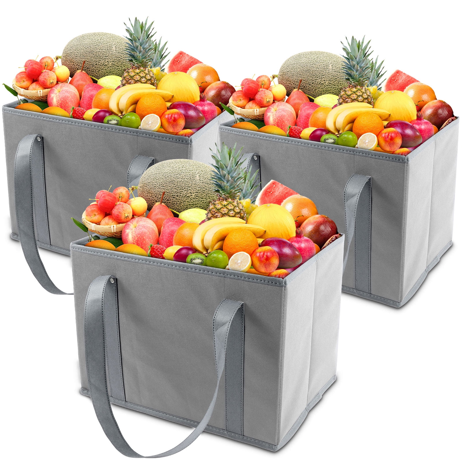 Jokapy 3 Pcs Grocery Bags Reusable Grocery Tote Collapsible Large ...
