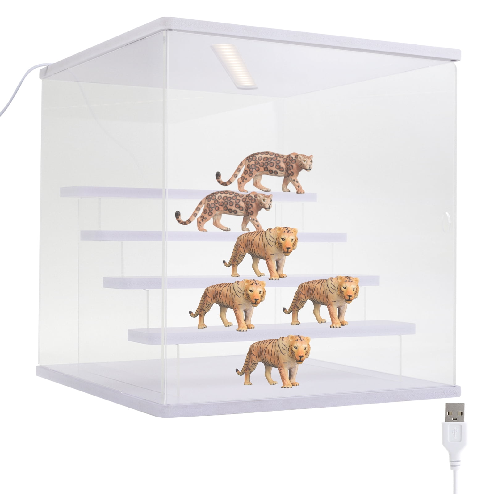 Jokapy 5 Tier Acrylic Display Case with Adjustable LED, Dustproof ...