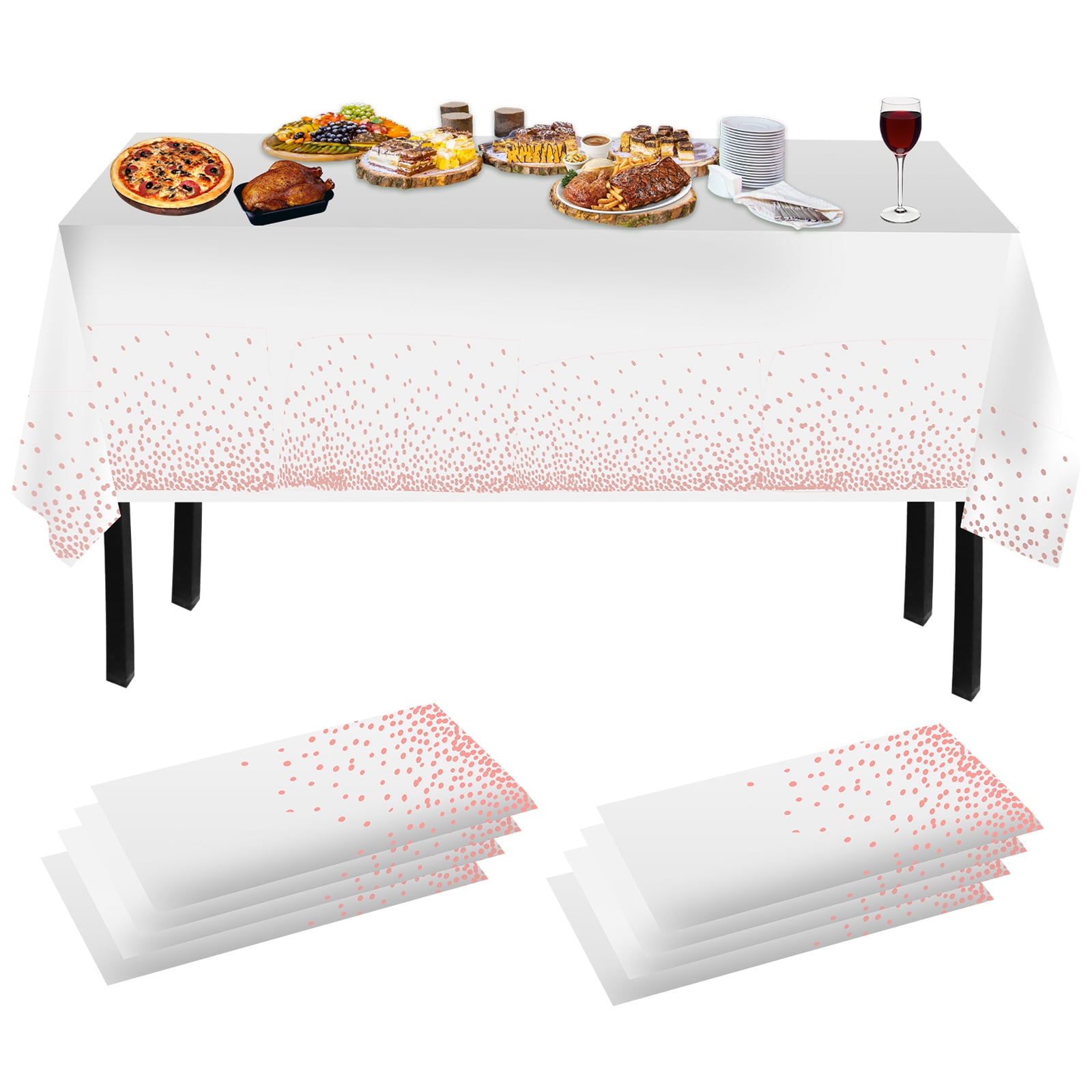 Jokapy 8 Pack Premium Rectangular Rose Gold Dot Plastic Party ...