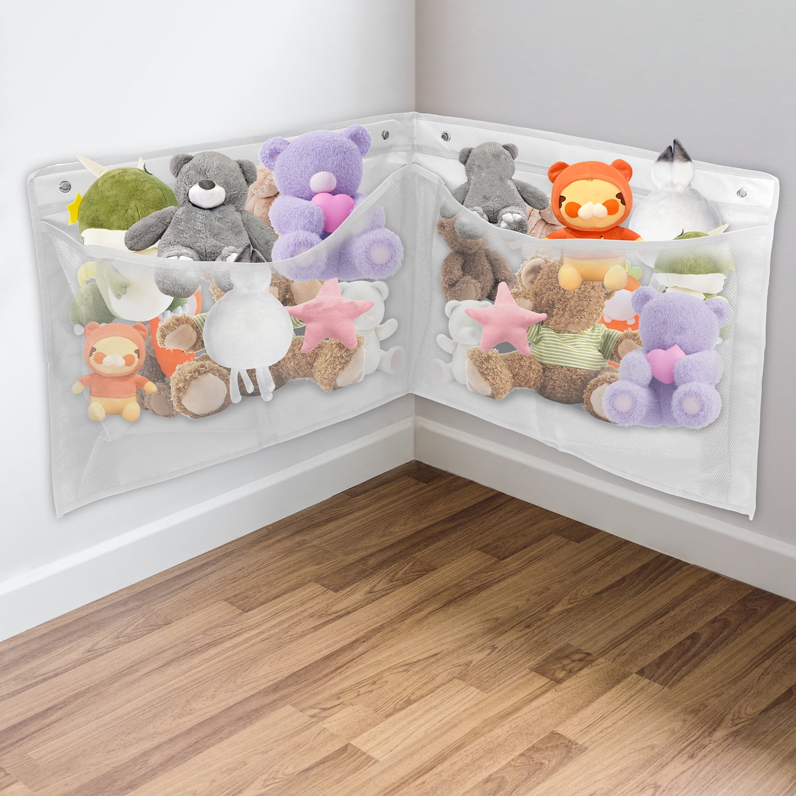 Jokapy Corner Stuffed Animal Storage, Mesh Plush Toy Wall Hammock ...