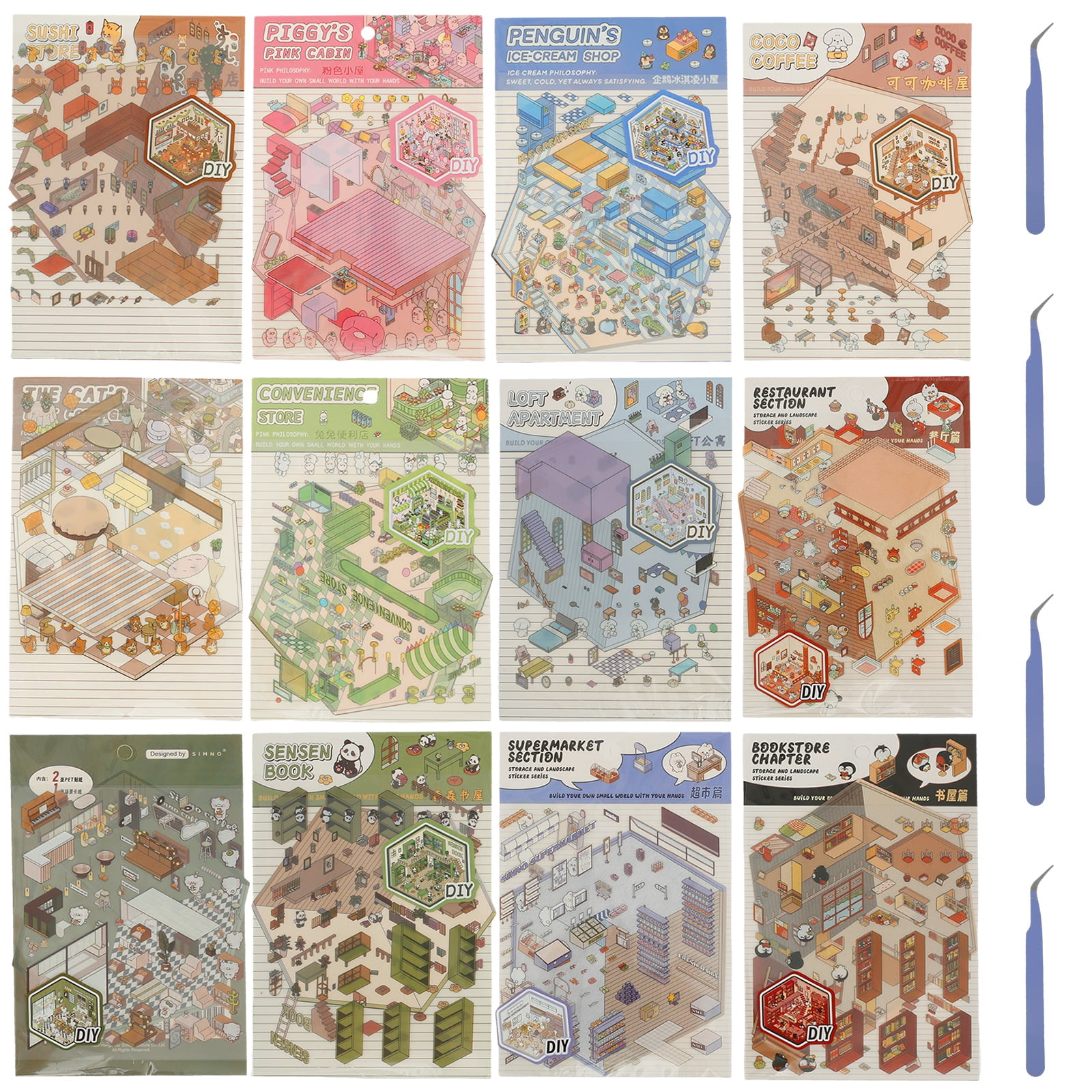 Jokapy DIY 3D House Stickers Cute Versatile Little Home House Scene ...