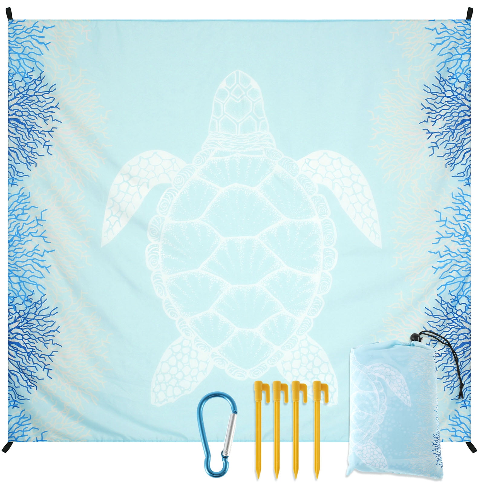 Jokapy Green Sea Turtle Outdoor Family Beach Mat, Picnic Blanket, 79" x ...