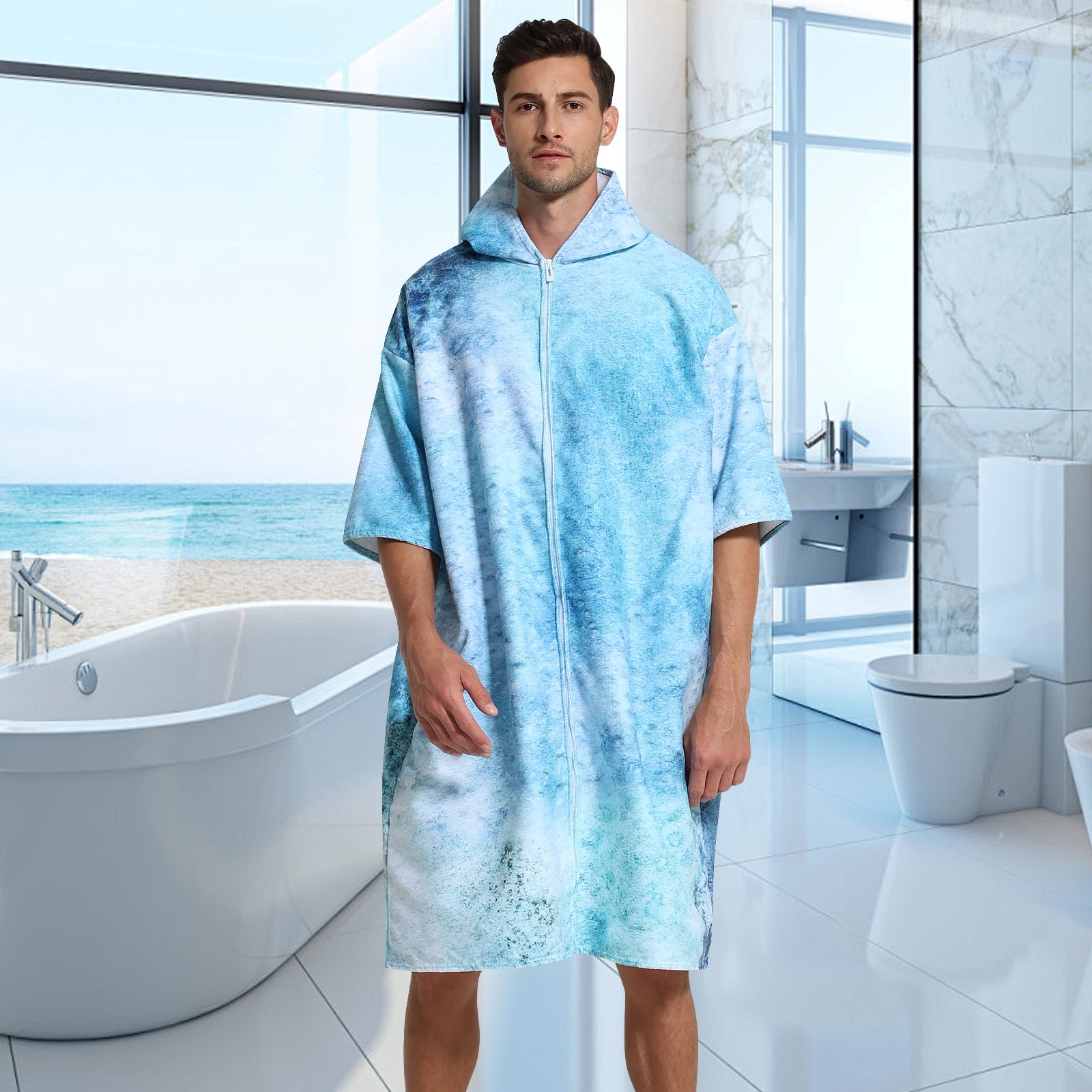 Jokapy Hooded Swim Poncho, Absorbent Changing Robe, Pool & Beach Cover ...