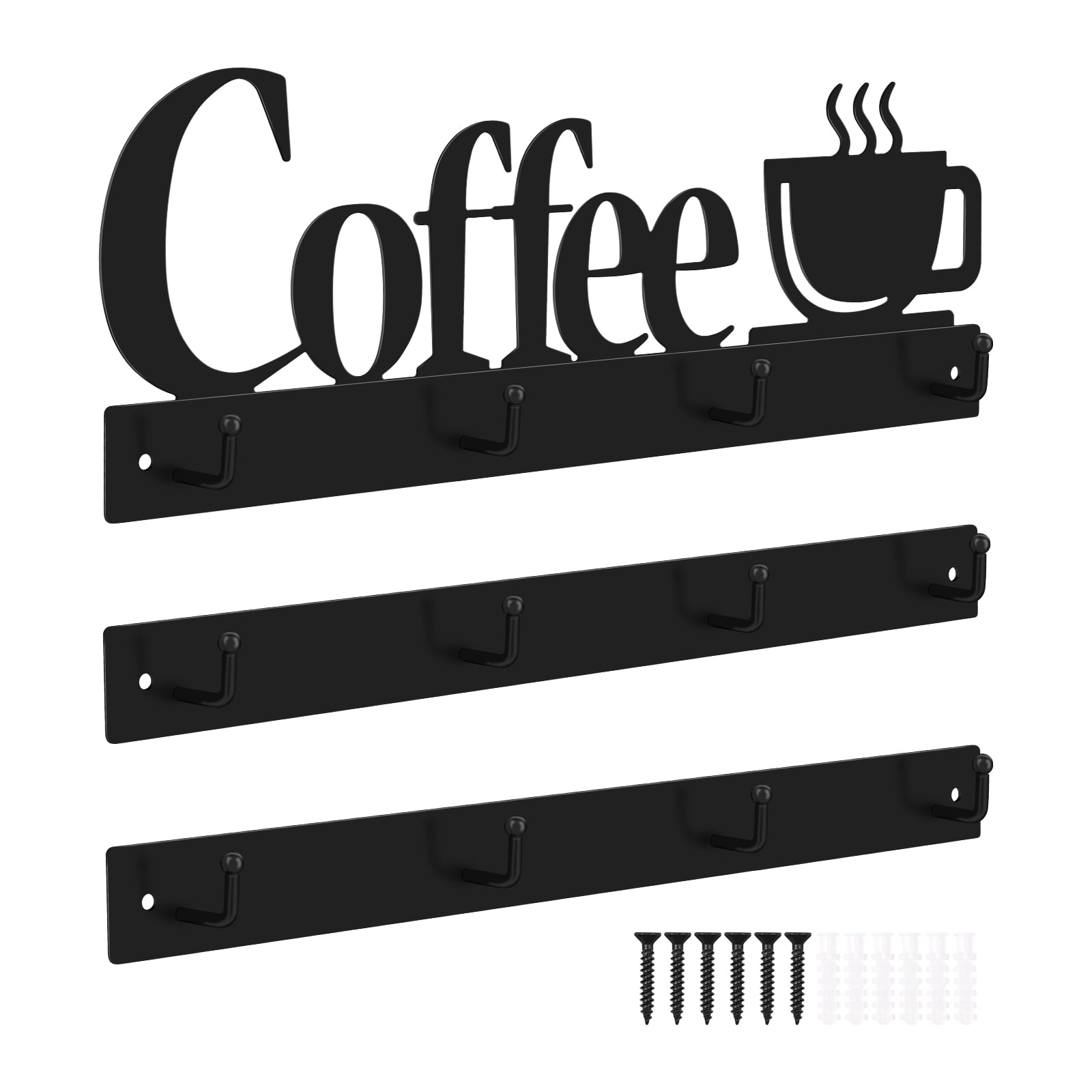 Jokapy Metal Coffee Mug Rack Wall Mounted, 3 Pack Rustproof Coffee Cup ...