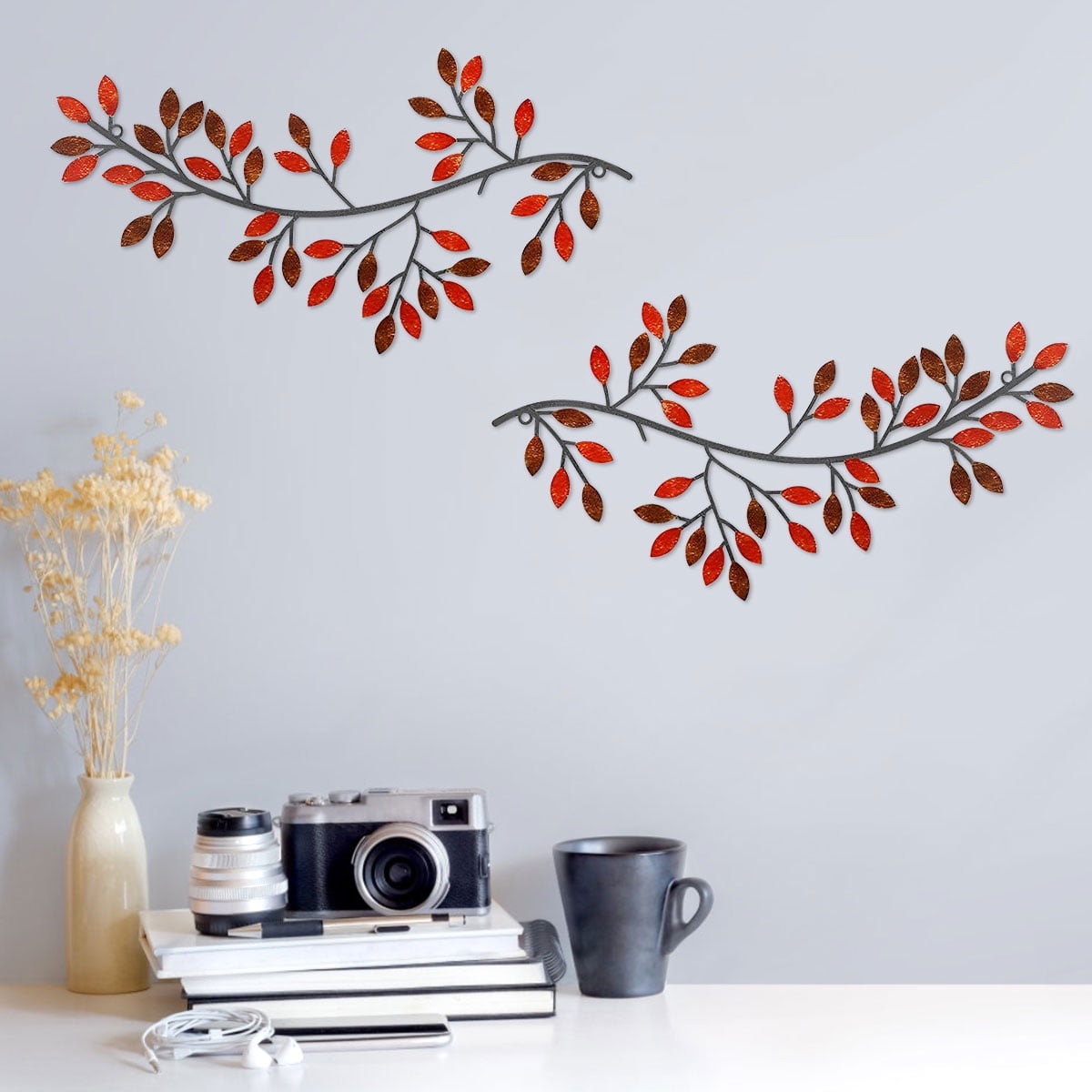 Jokapy Metal Tree Leaf Wall Art 12 inch Vine Olive Branch Leaf Hanging ...