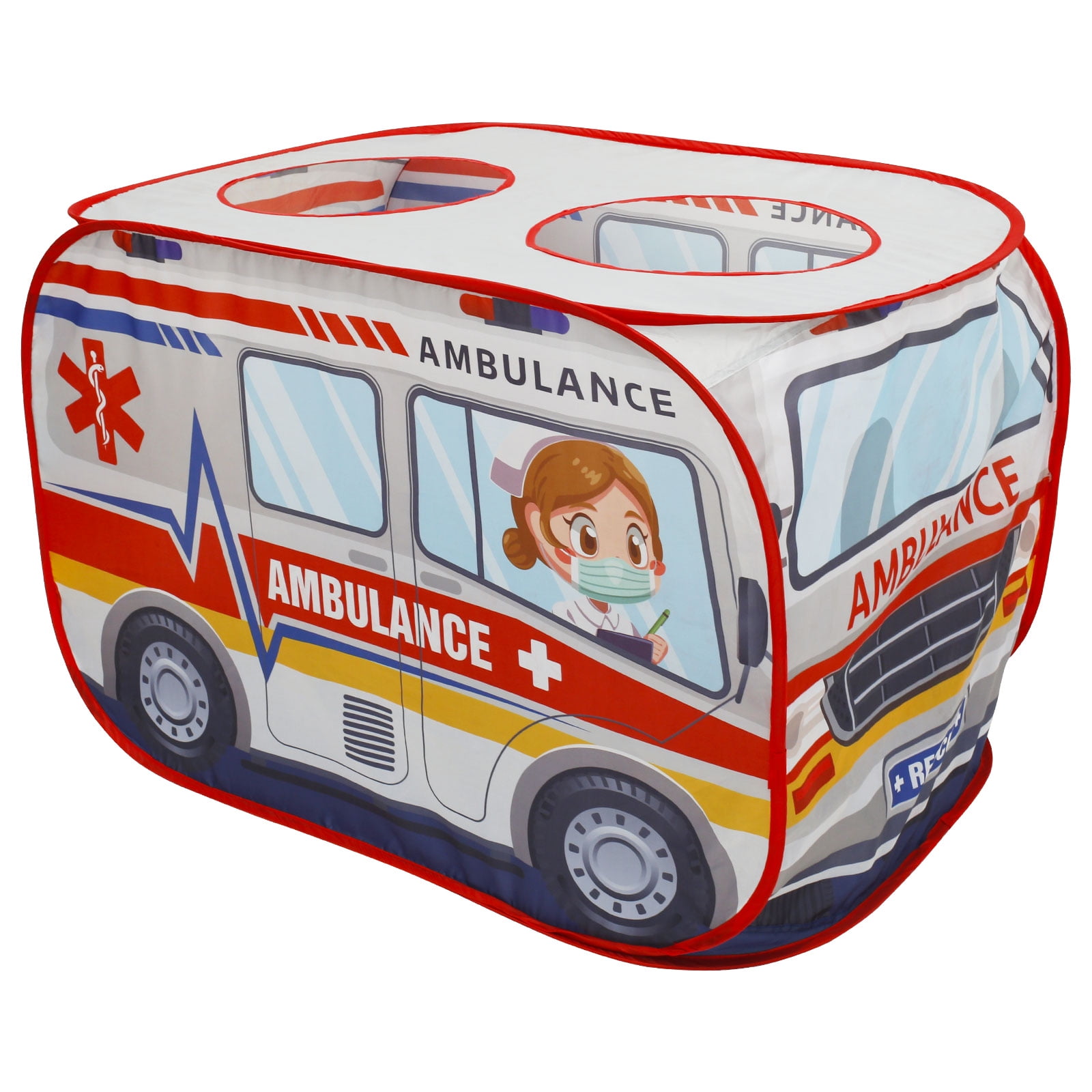 Jokapy Pop-Up Ambulance Fabric Tent for Kids, Indoor & Outdoor Pretend ...