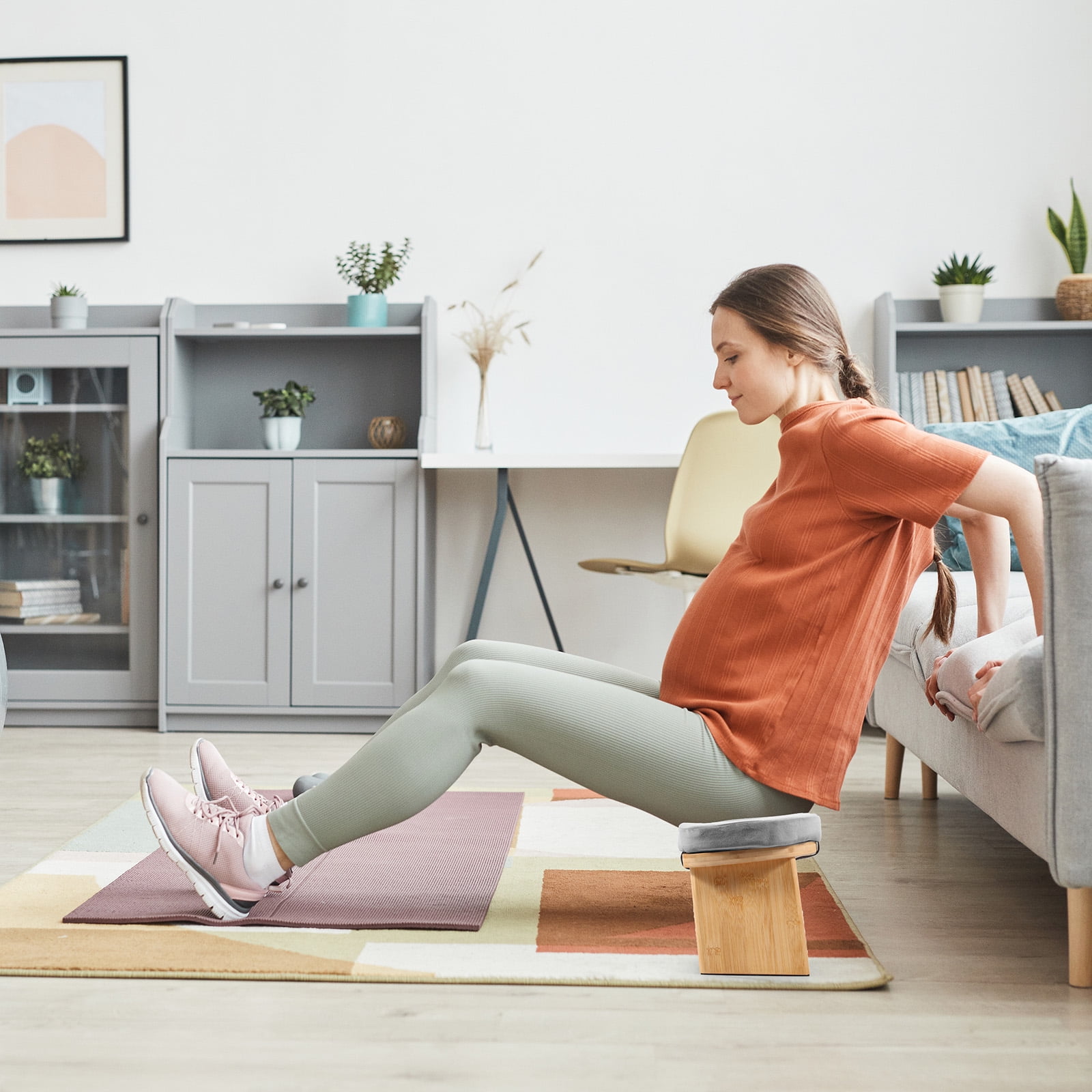 Jokapy Prayer Bench Foldable Bamboo Yoga Bench with Cushion and Carry ...