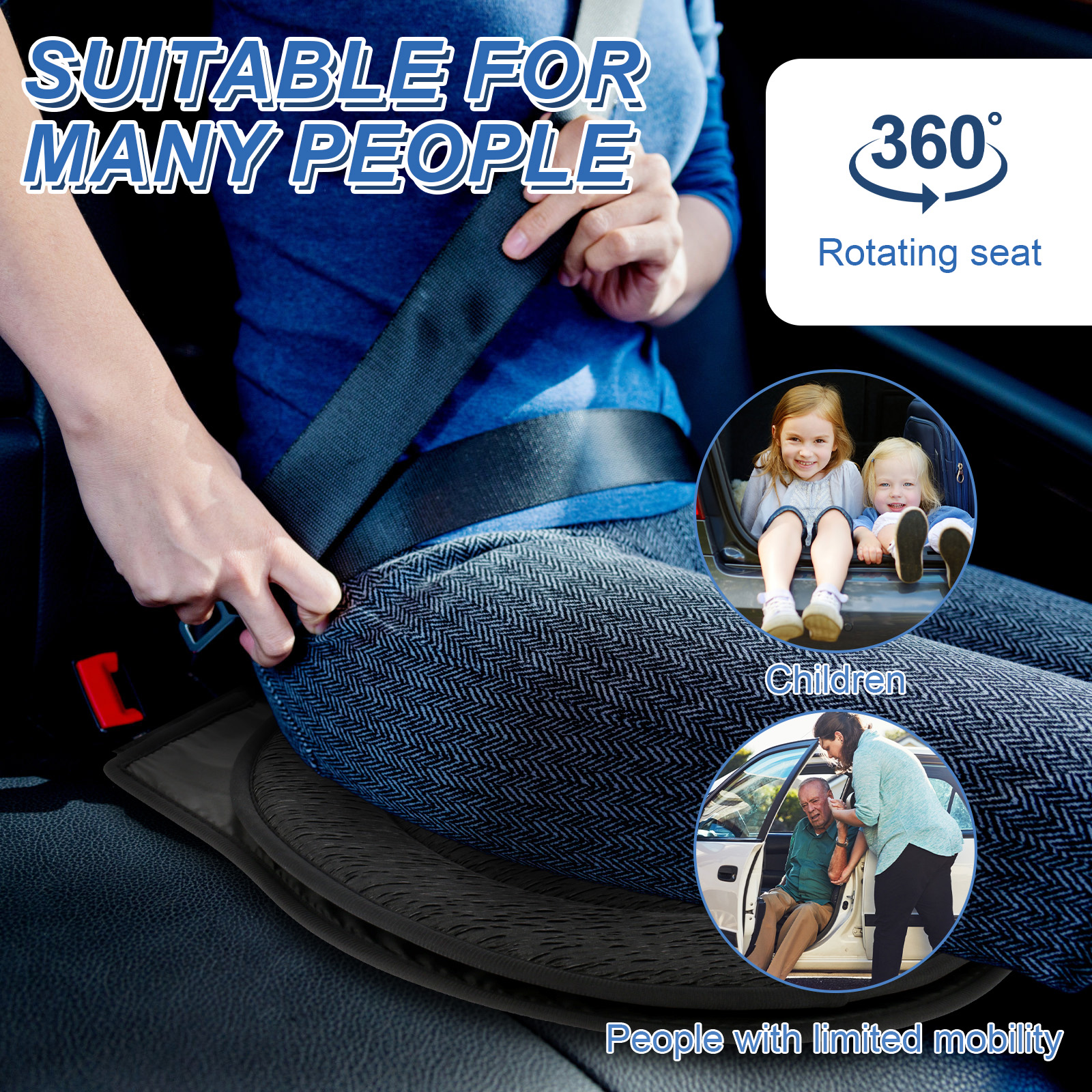 Jokapy Rotating Car Seat 360 Degrees Rotating Seat Cushion Lightweight ...