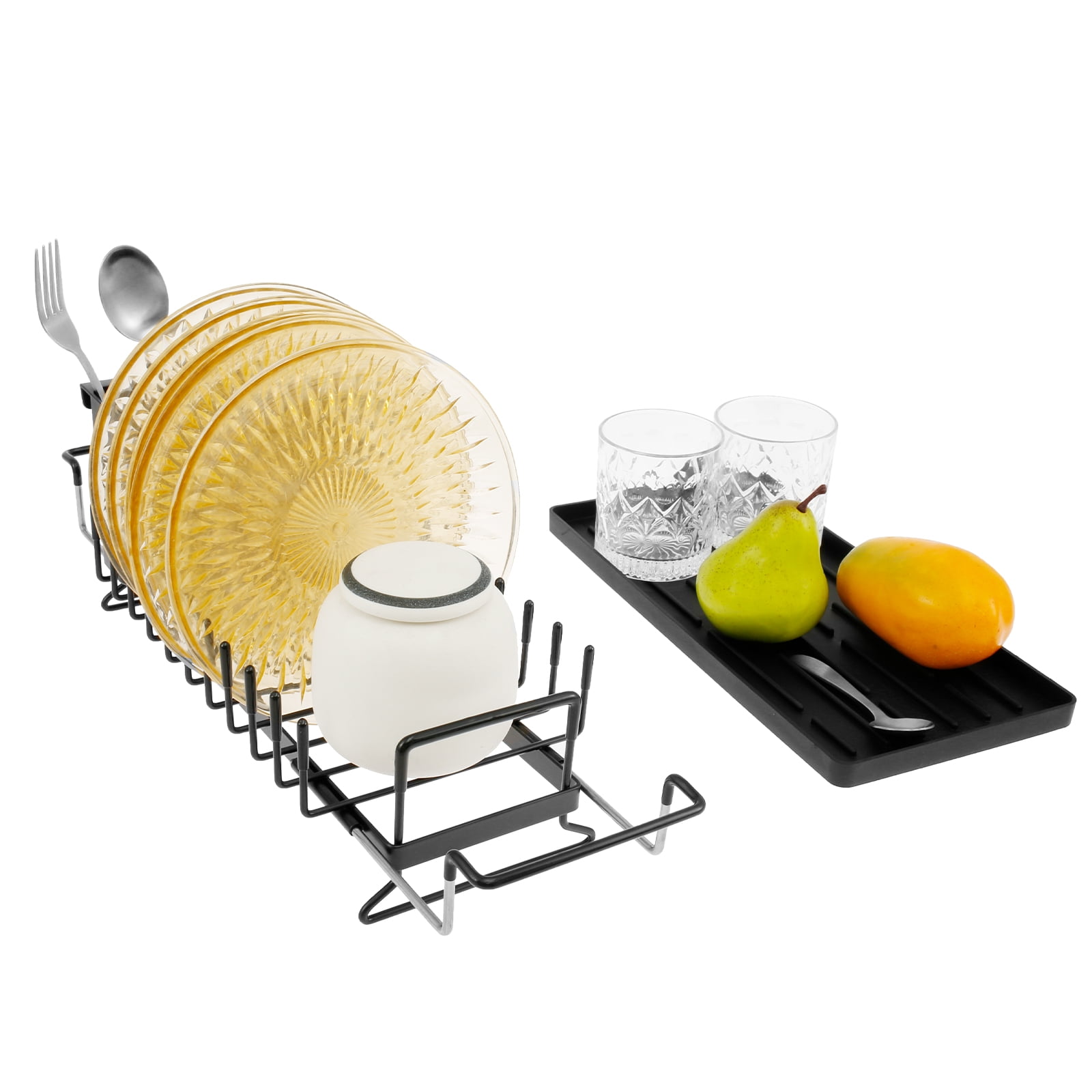 Jokapy Sink Dish Drying Rack with Drip Tray Stretchable Dish Drainer ...
