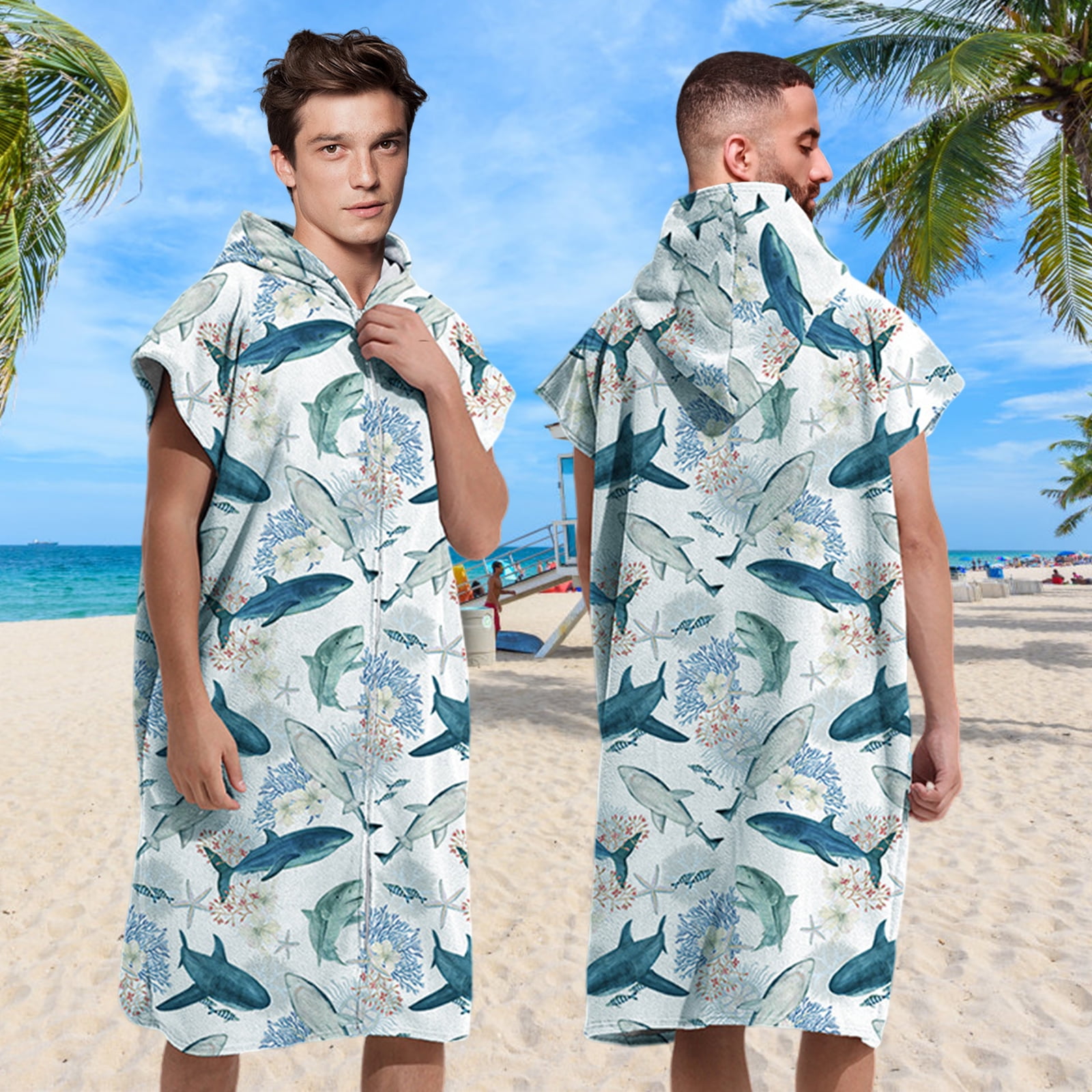 Jokapy Surf Poncho Soft Absorbent Hooded Beach Towel with Pocket Pool ...