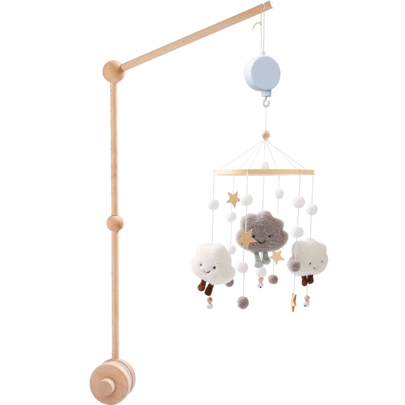 Jokapy Wooden Baby Crib Mobile with Music and Rotating Hanging Toys for ...