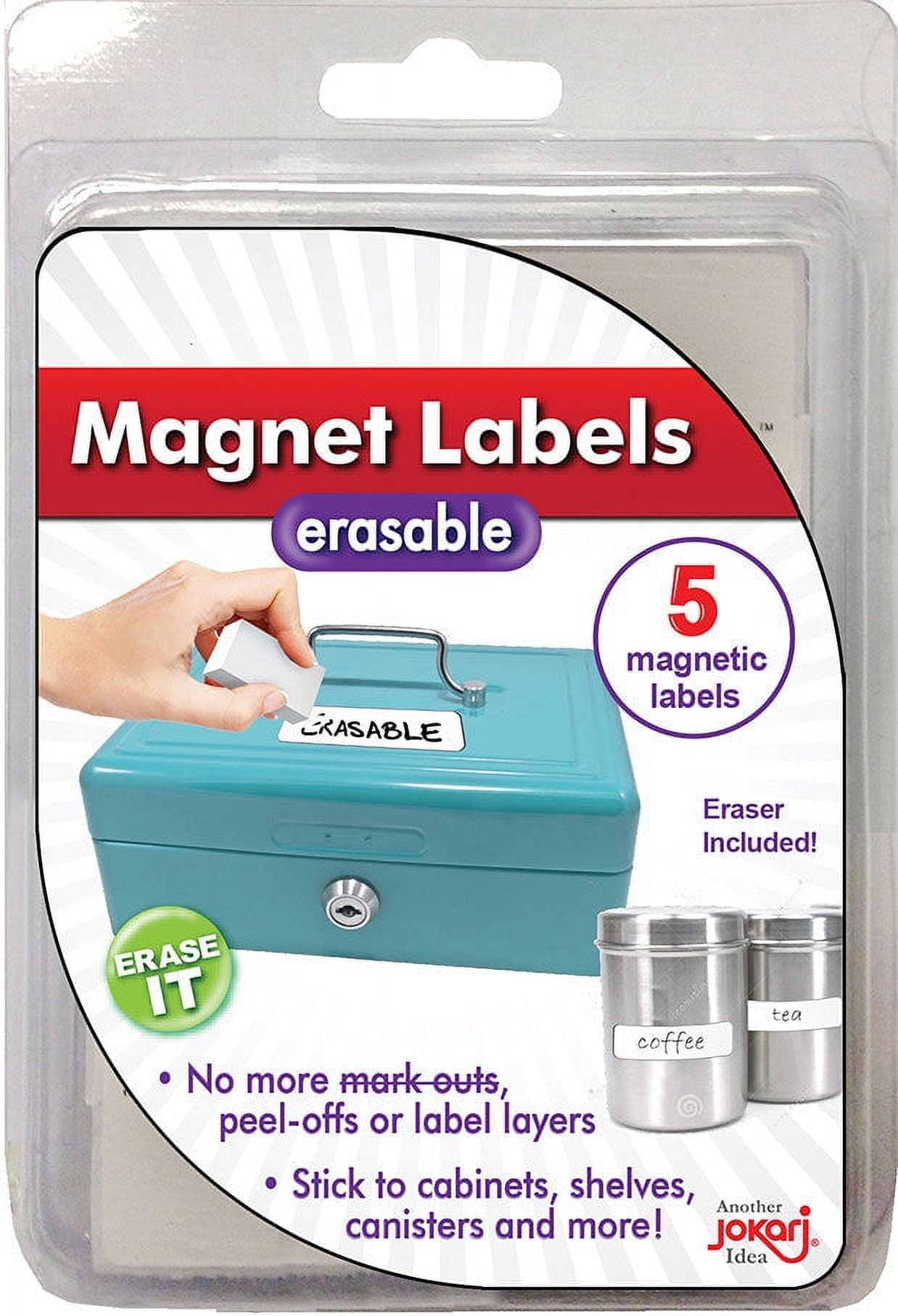 Jokari Erasable Magnetic Labels Kit, 4 x 1 Inch, 5 Count, Sticks to ...