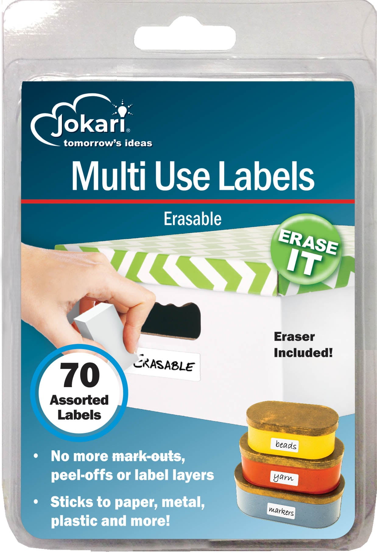Jokari 4x1 Inch Erasable Magnetic Labels Starter Kit 5 Labels Marker ...